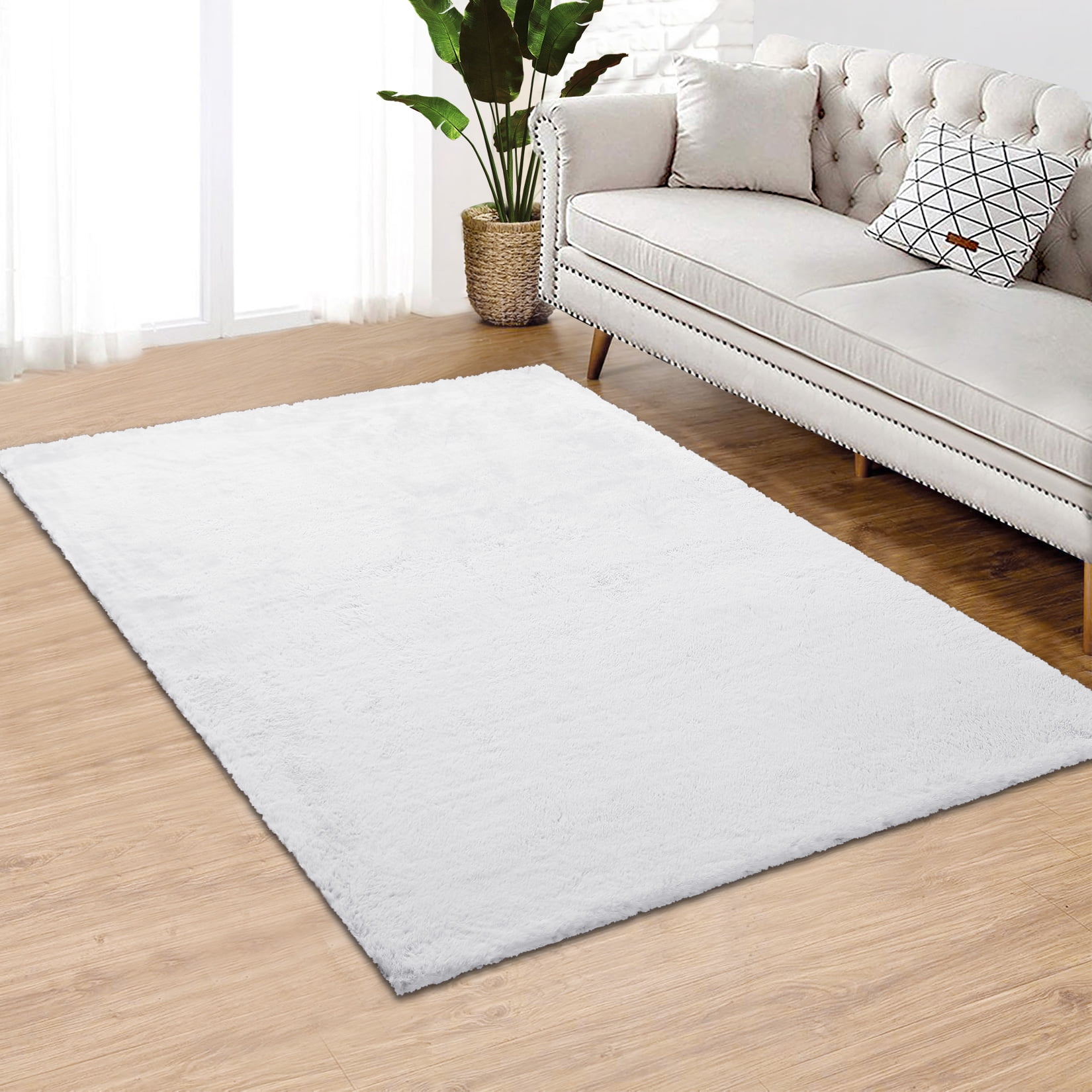 Haperlare Fluffy Runner Rug Rectangle 5 x 7 Feet Faux Fur Area Rug ...
