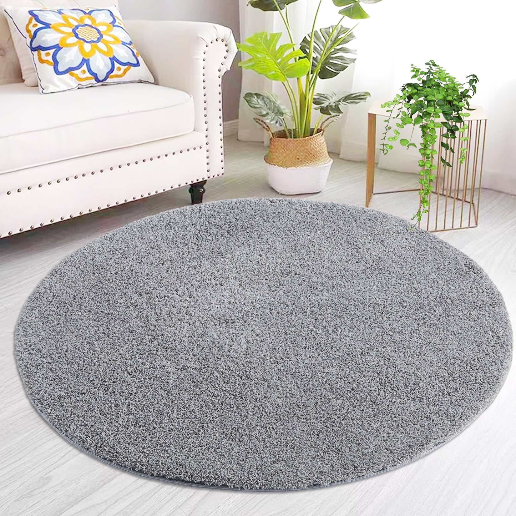 Haperlare Fuzzy Shaggy Rug 4' x 4' Round Fluffy Indoor Area Rug Luxury ...