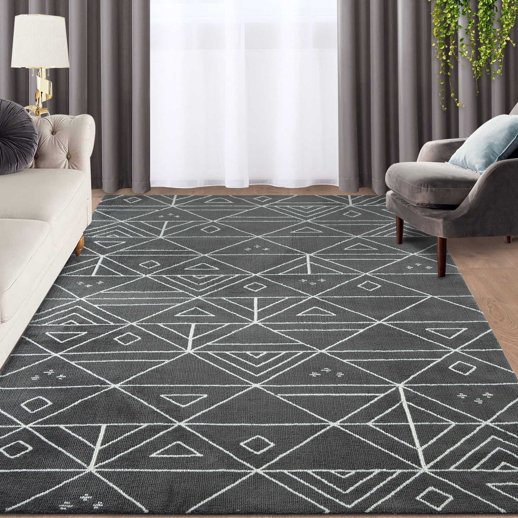 Haperlare Geometric Area Rug 8' x 10' Machine Washable Area Rug Modern ...