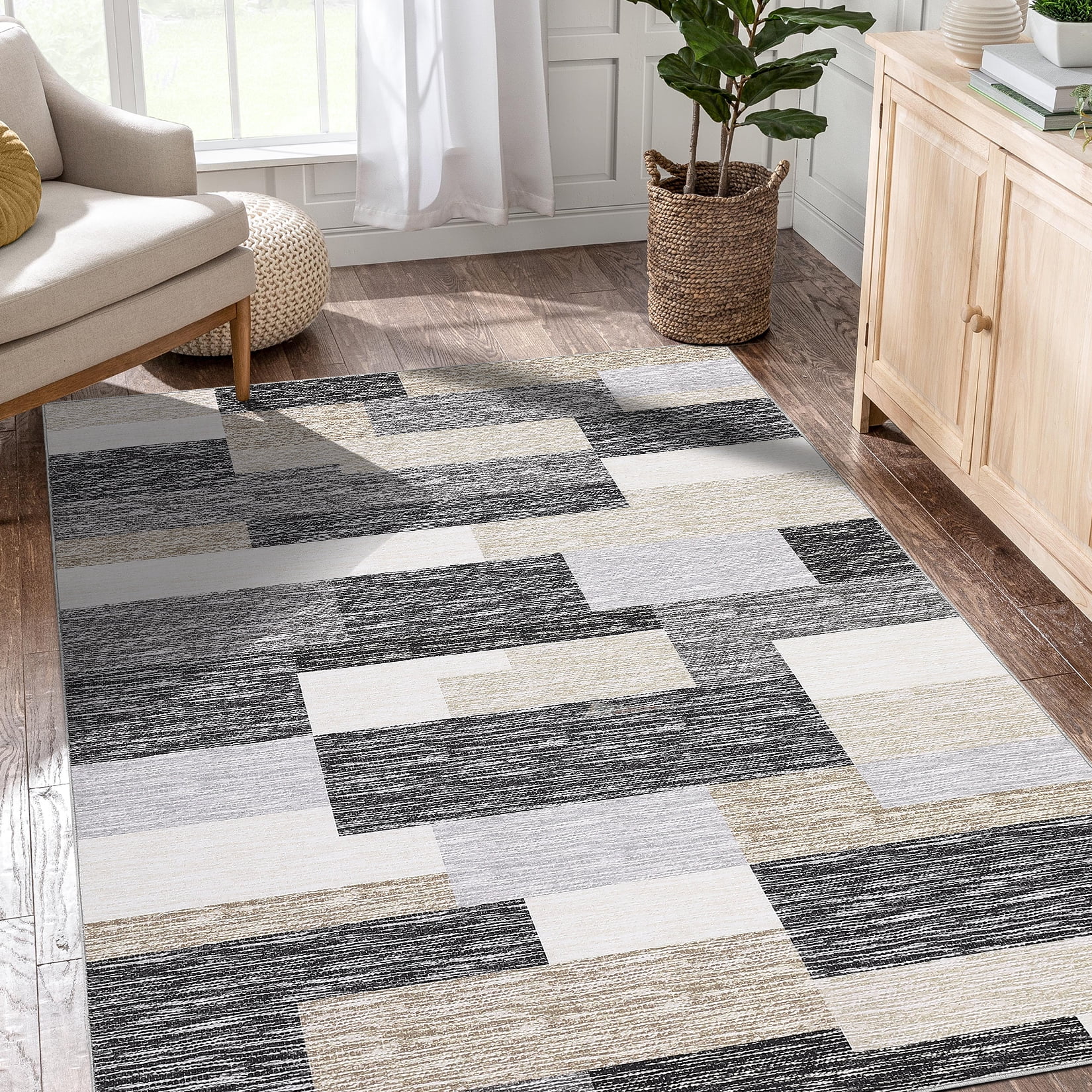 Haperlare Geometric Contemporary Area Rugs for Living Room Washable ...