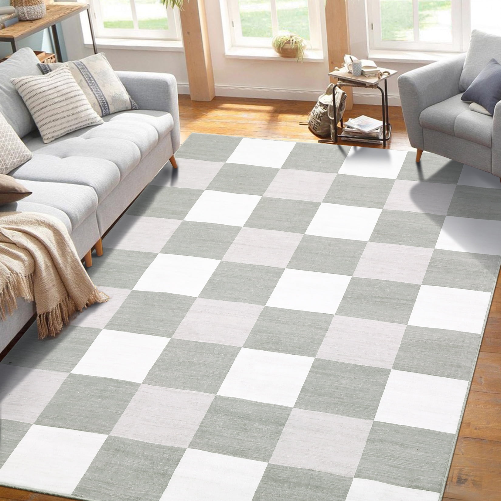 Haperlare Geometric Modern Area Rugs 9'x12' Ultra-Thin Rugs with Low ...