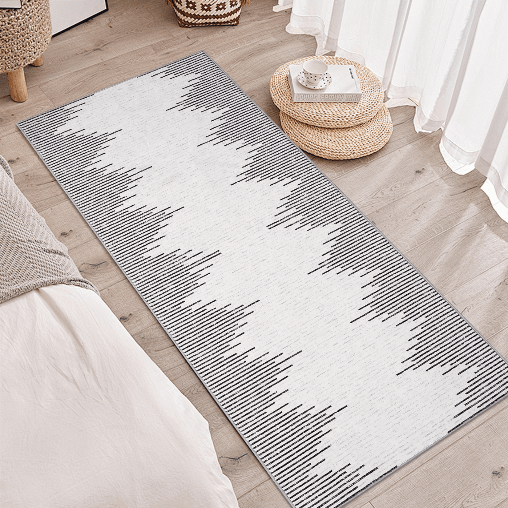 Haperlare Geometric Runner Rugs for Hallway Modern Stripe Washable Low ...
