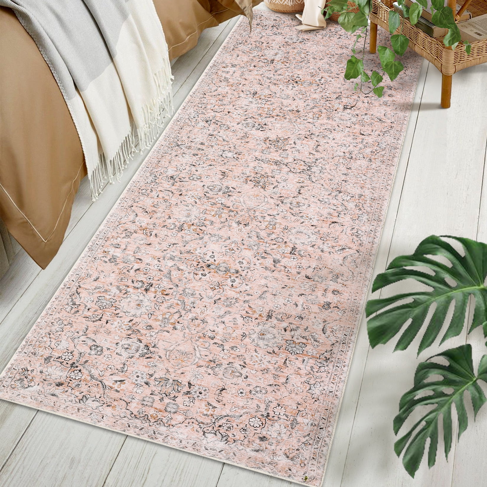 Haperlare Hallway Vintage Floral Runner Rugs Washable Non Slip Low Pile ...