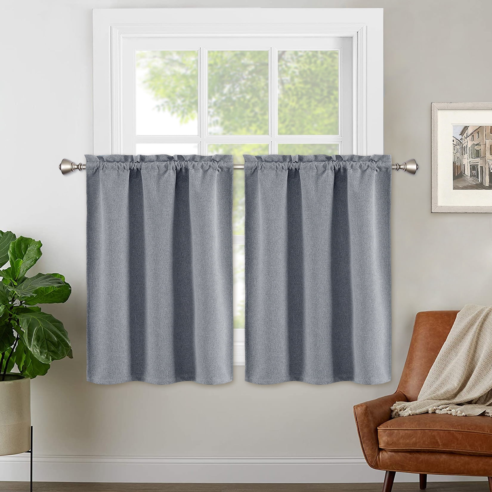 Haperlare Kitchen Curtains 36 Inch Length Blackout Short Window ...