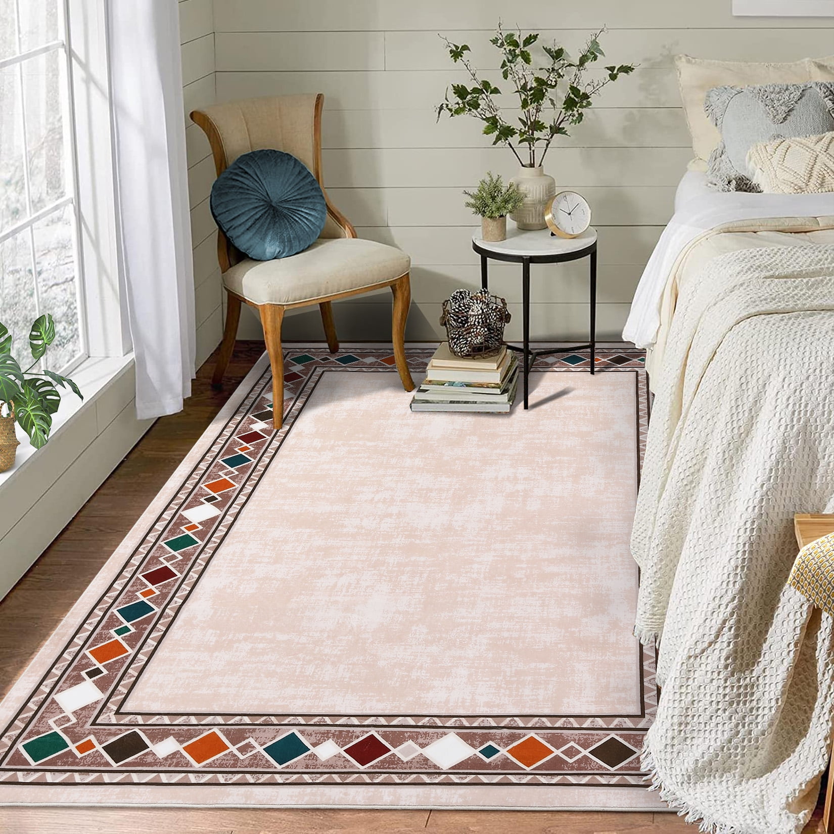 Haperlare Machine Washable Rug Modern Bordered Area Rugs Stain ...