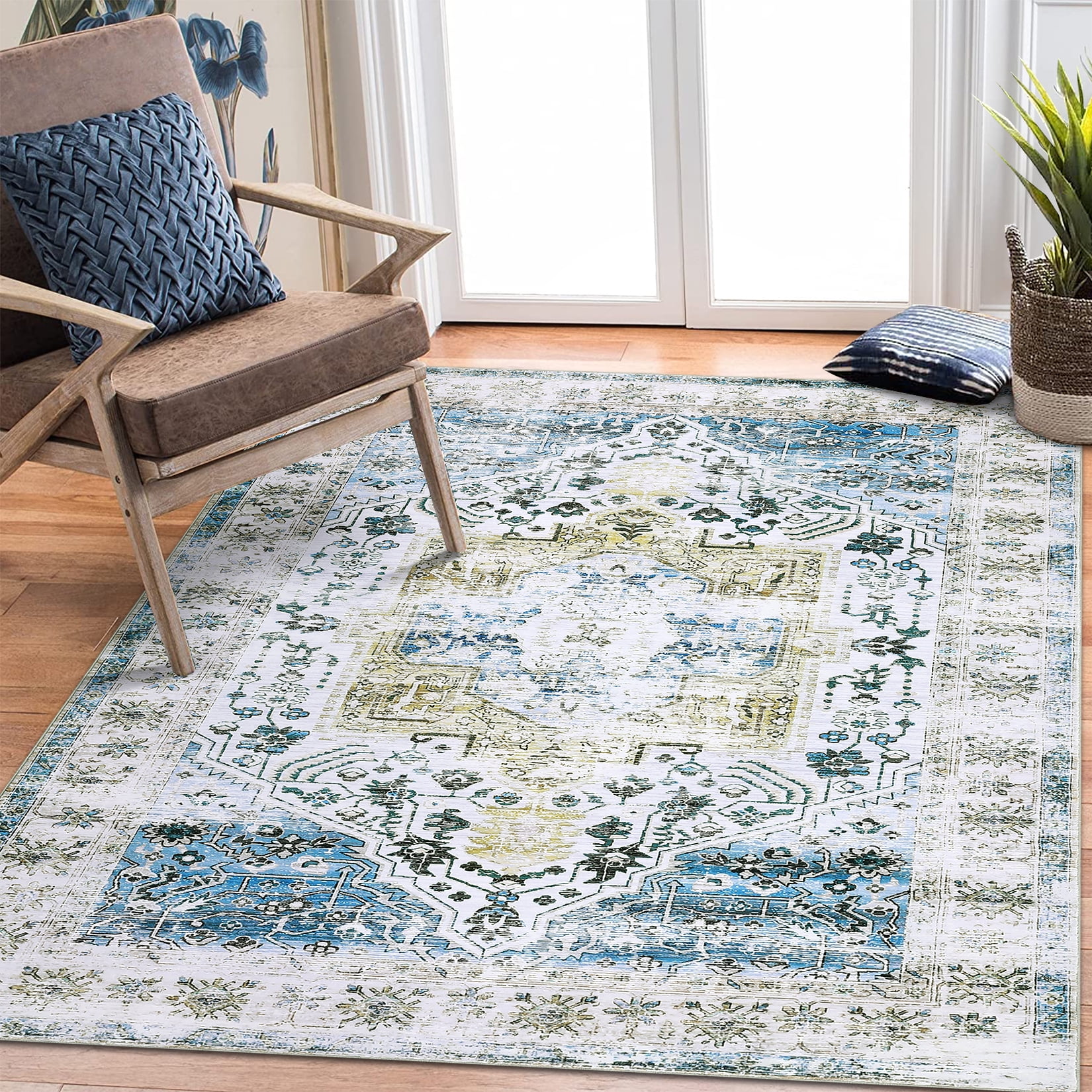Haperlare Machine Washable Rugs Oriental Boho Vintage Area Rugs Non ...