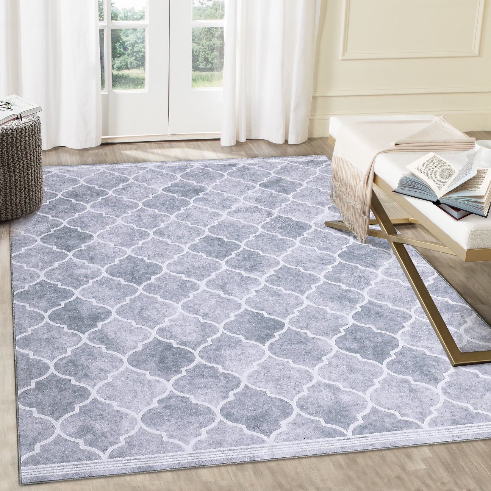 Haperlare Modern Area Rug Moroccan Geometric Rug Washable Rug Non Slip ...