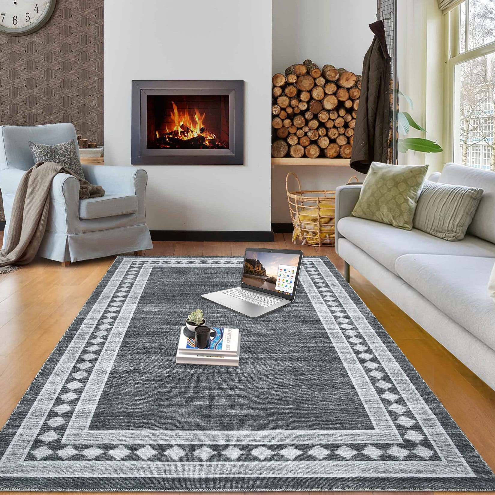 Haperlare Modern Area Rug Washable Rugs for Bedroom Non-Slip Low-Pile ...