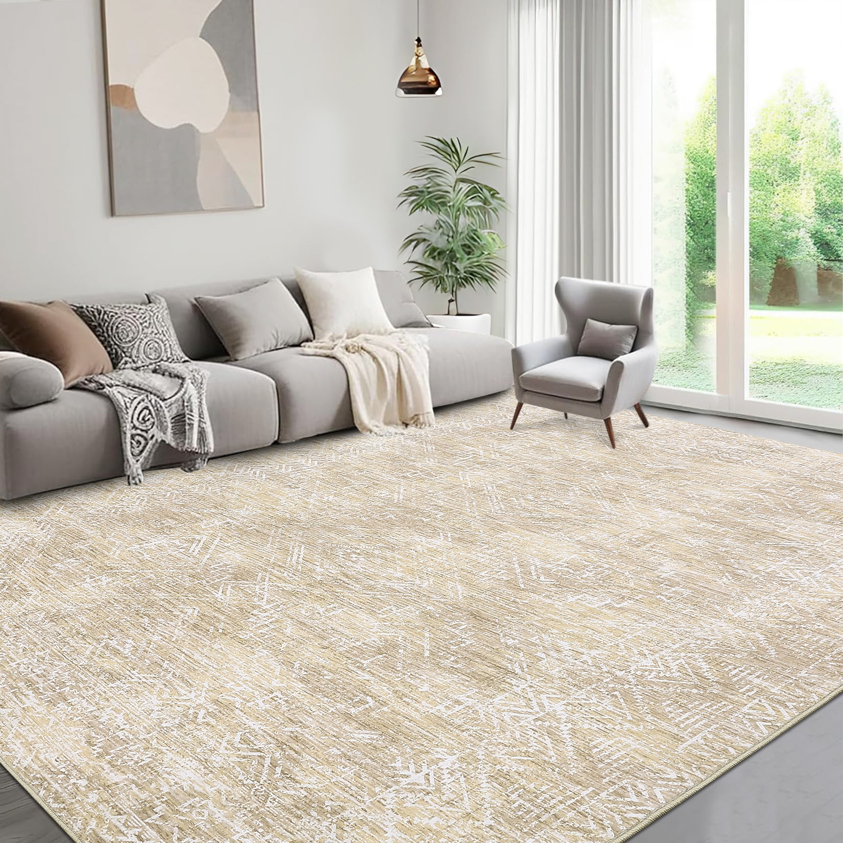 Haperlare Modern Geometric Area Rugs for Living Room Machine Washable ...