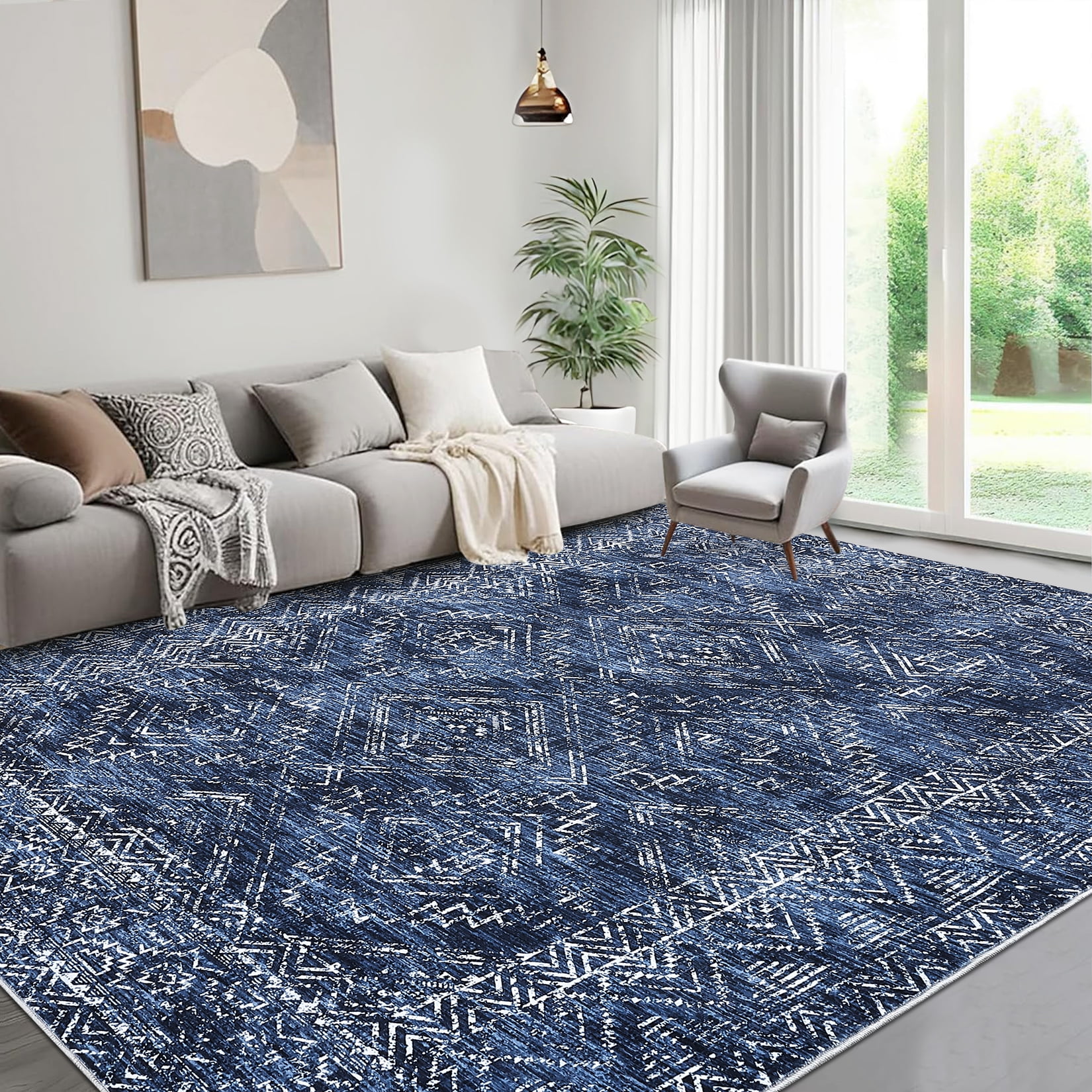 Haperlare Modern Geometric Area Rugs for Living Room Machine Washable ...