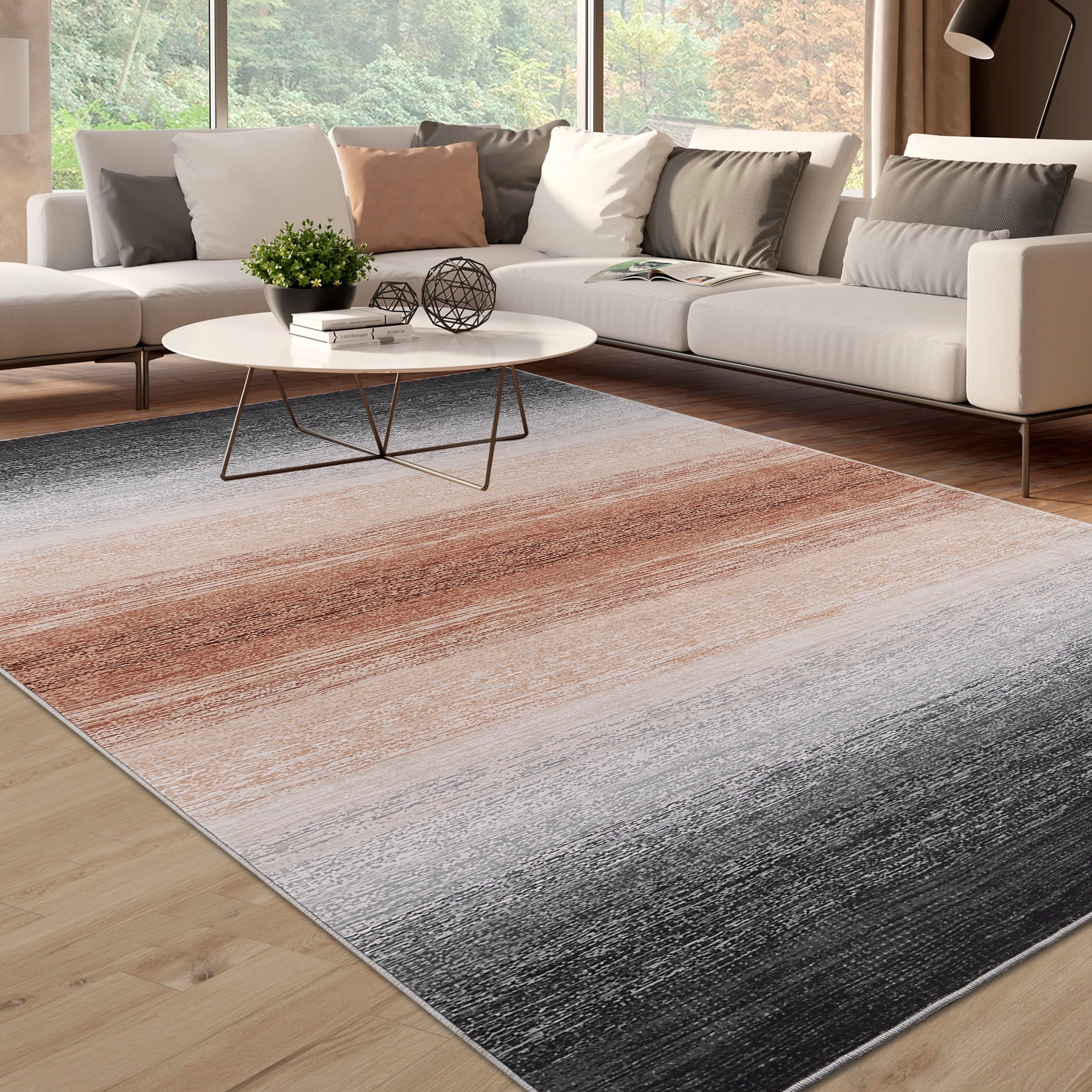 Haperlare Modern Ombre Area Rug Washable Living Room Area Rug Indoor ...