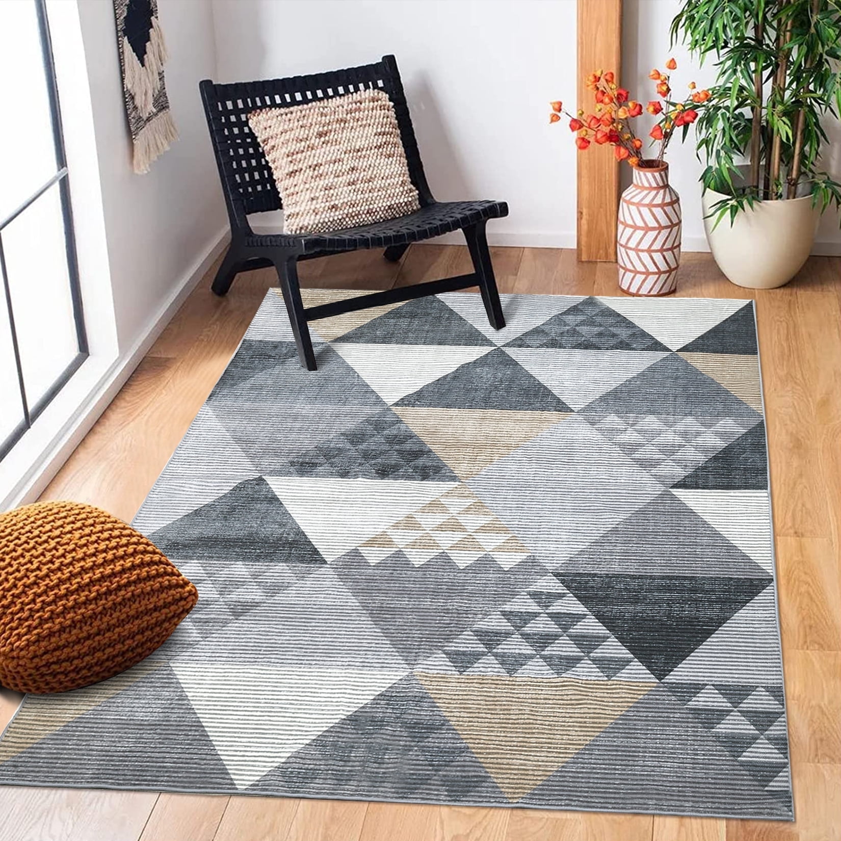 Haperlare Moroccan Area Rugs 4' x 5.5' Triangle Geometric Indoor Rug ...