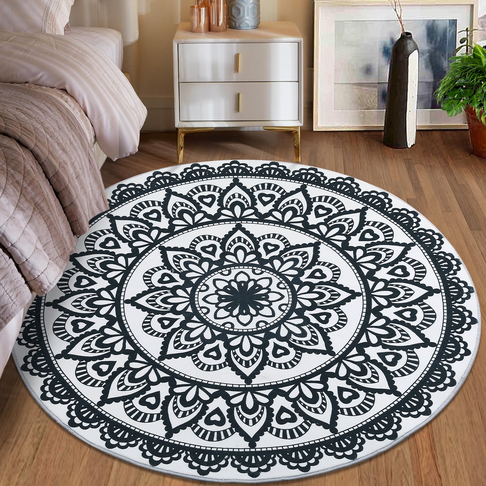 Haperlare Round Rug Washable Non Slip Rug Soft Cute Round Nursery Rug ...