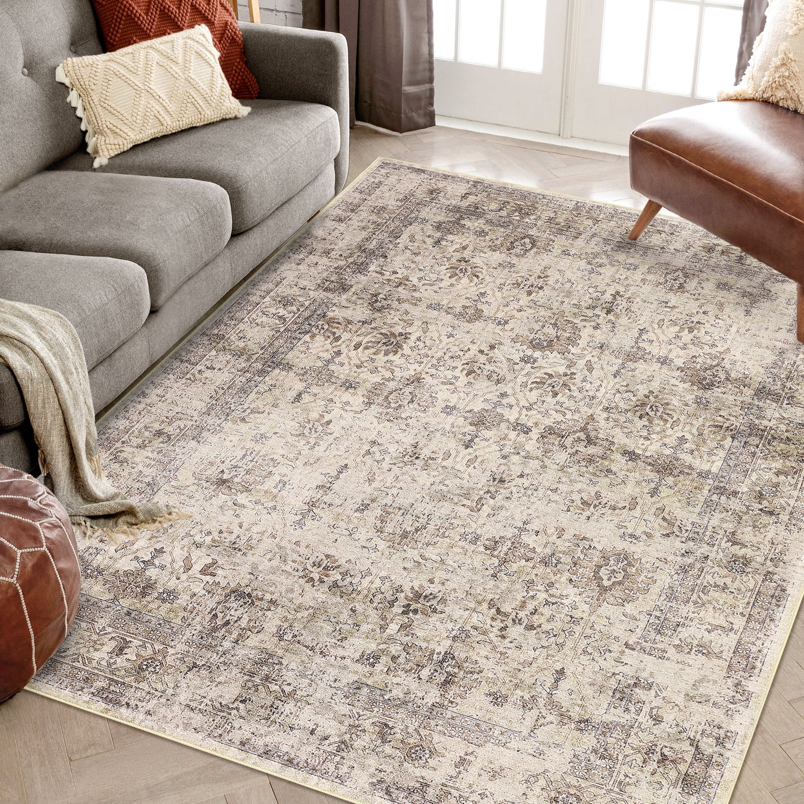 Haperlare Rugs for Living Room Washable Vintage Distressed Non Shedding ...