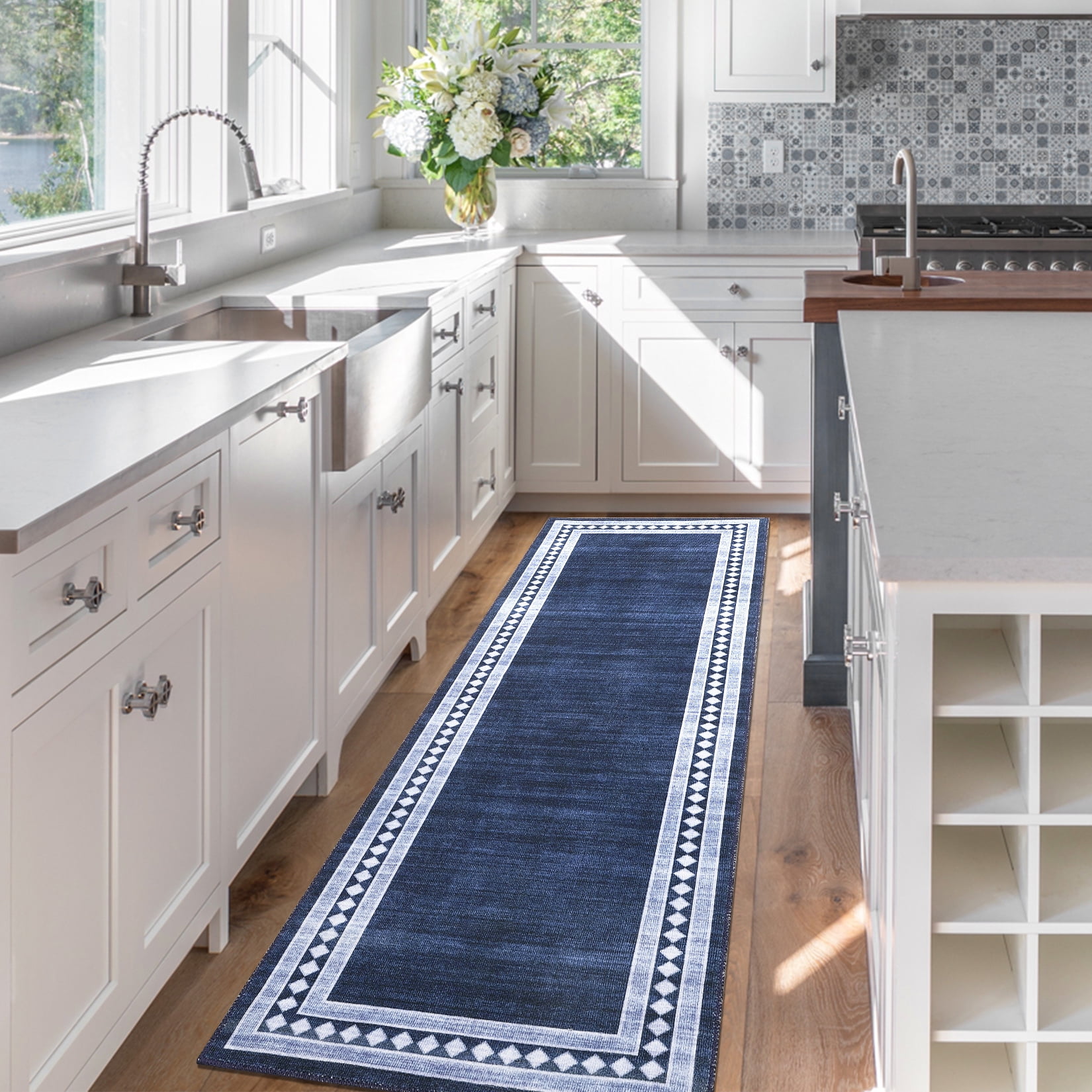 Haperlare Solid Area Rug Washable Rug Border Rug Modern Geometric Floor ...