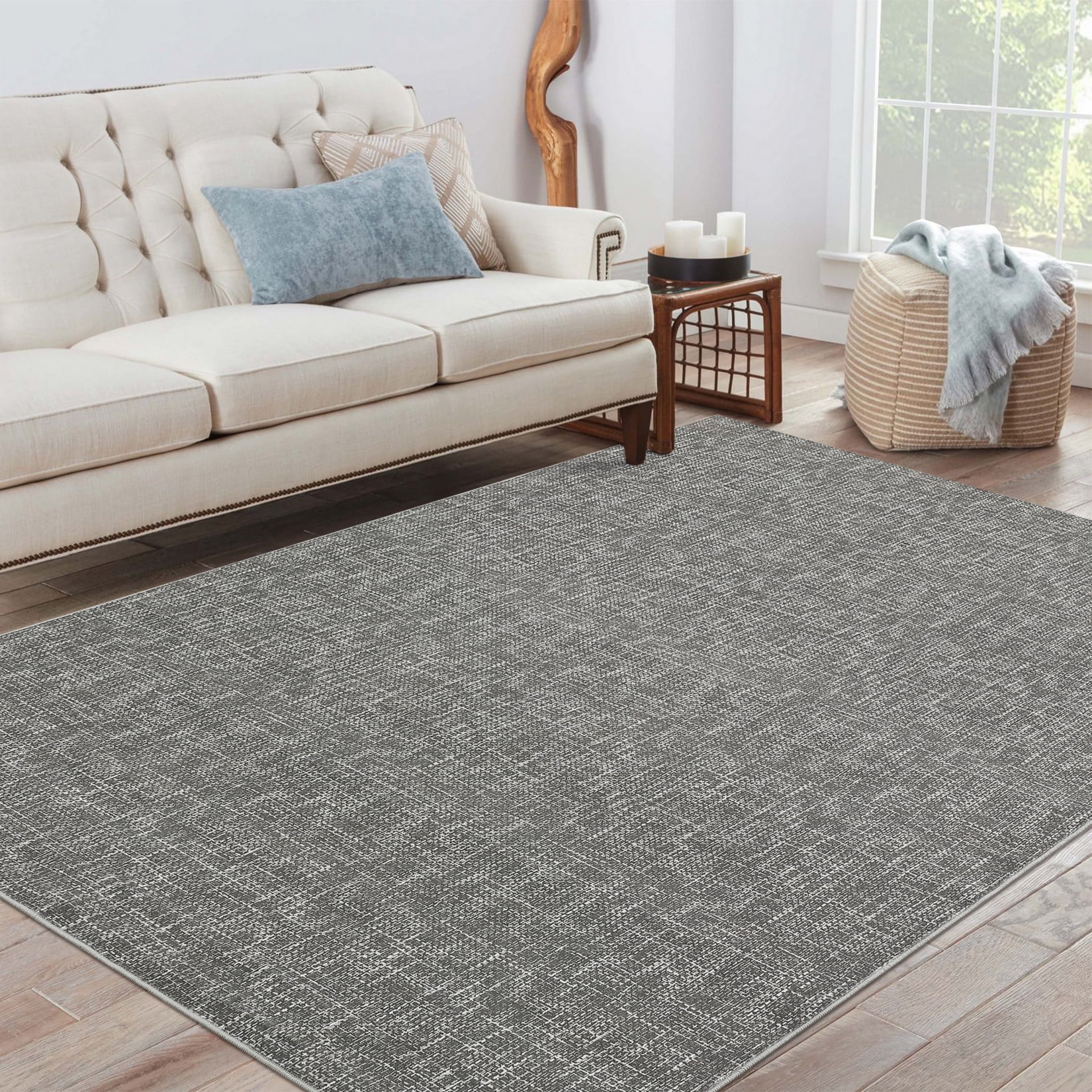 Haperlare Solid Grey Modern Rugs Washable Ultra-Thin Area Rugs for ...