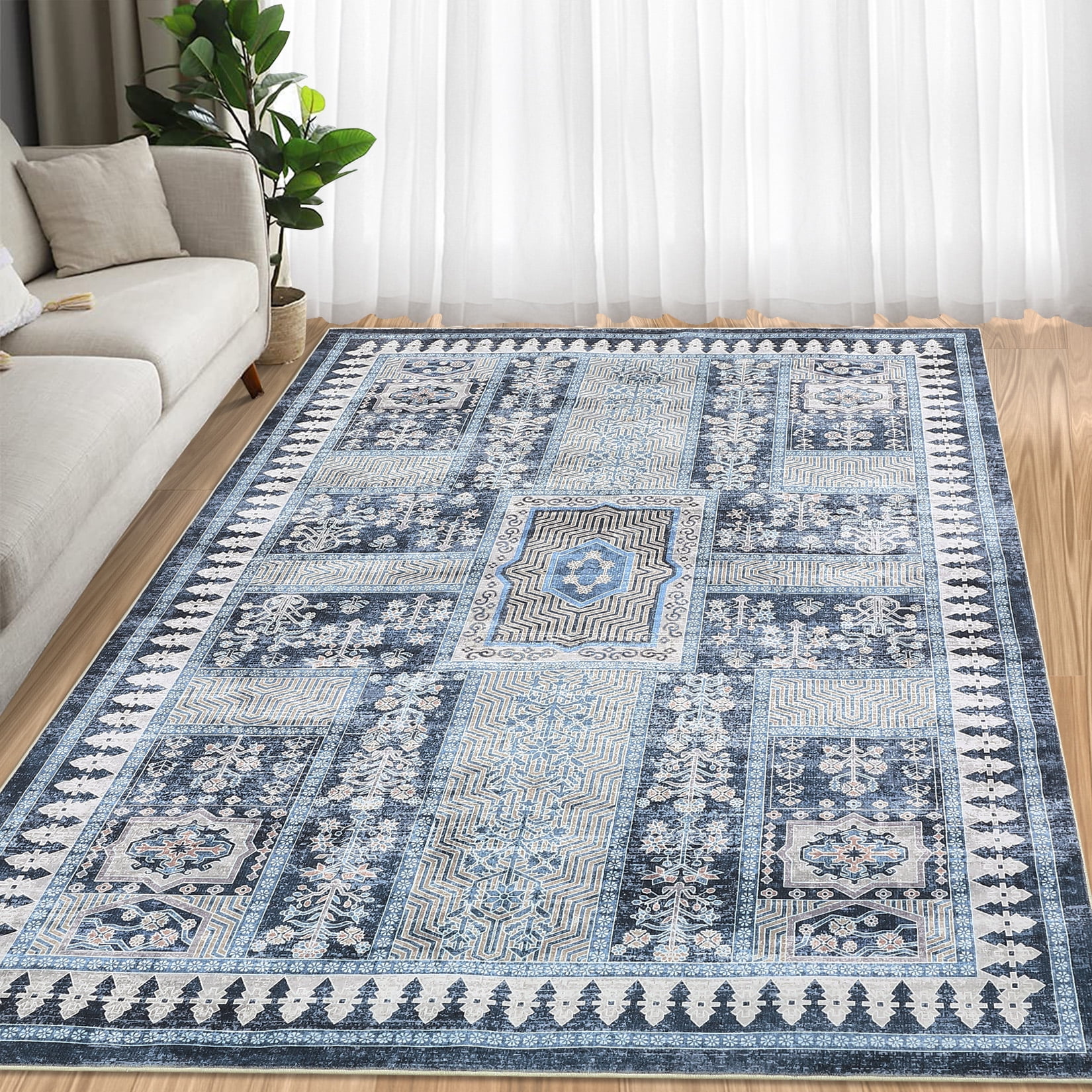 Haperlare Vintage Distressed Rugs for Living Room Machine Washable Low ...