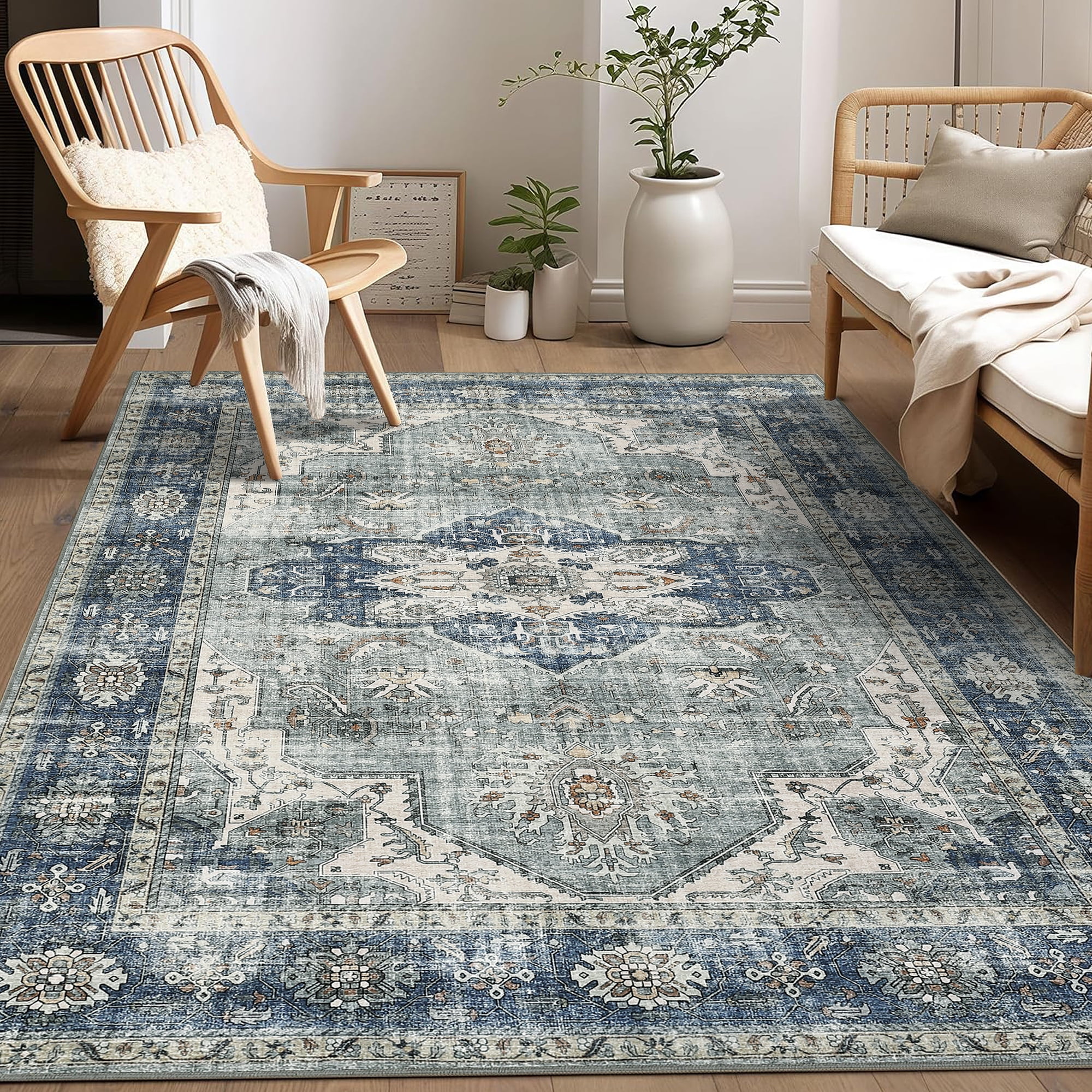 Haperlare Washable Area Rugs for Living Room,Low Pile Non Shedding Rugs ...