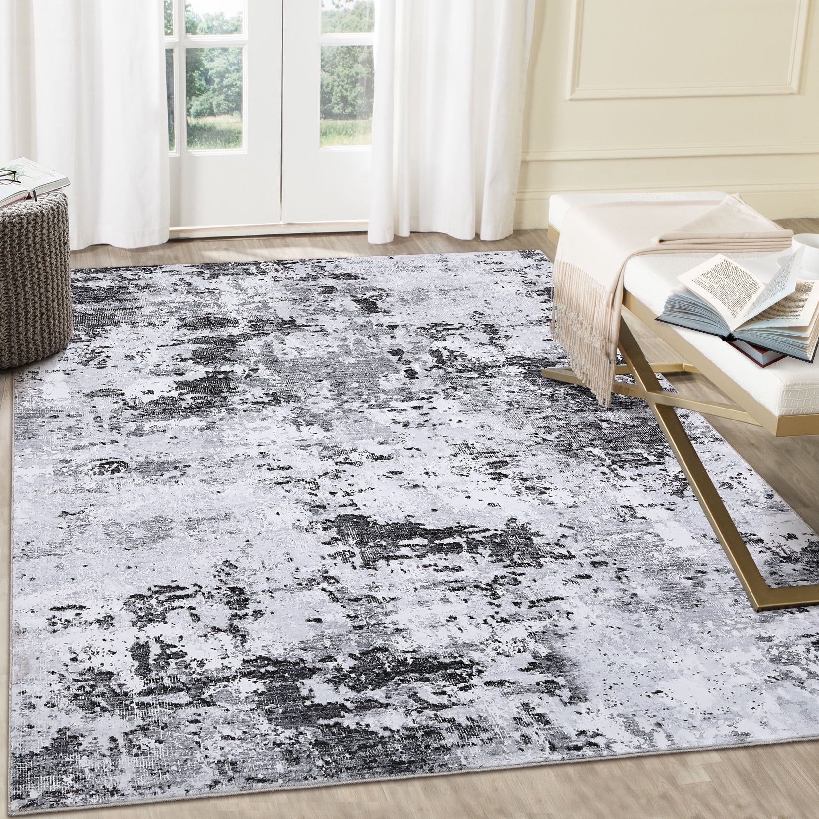 Haperlare Washable Area Rugs for Living Room Modern Abstract Low Pile ...