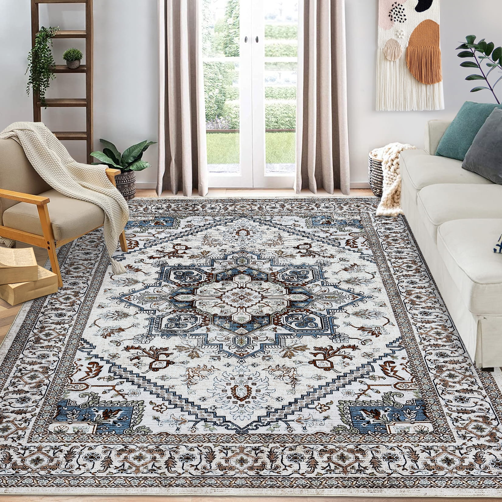 Haperlare Washable Boho Area Rug Bedroom Living Room Large Indoor Rugs ...