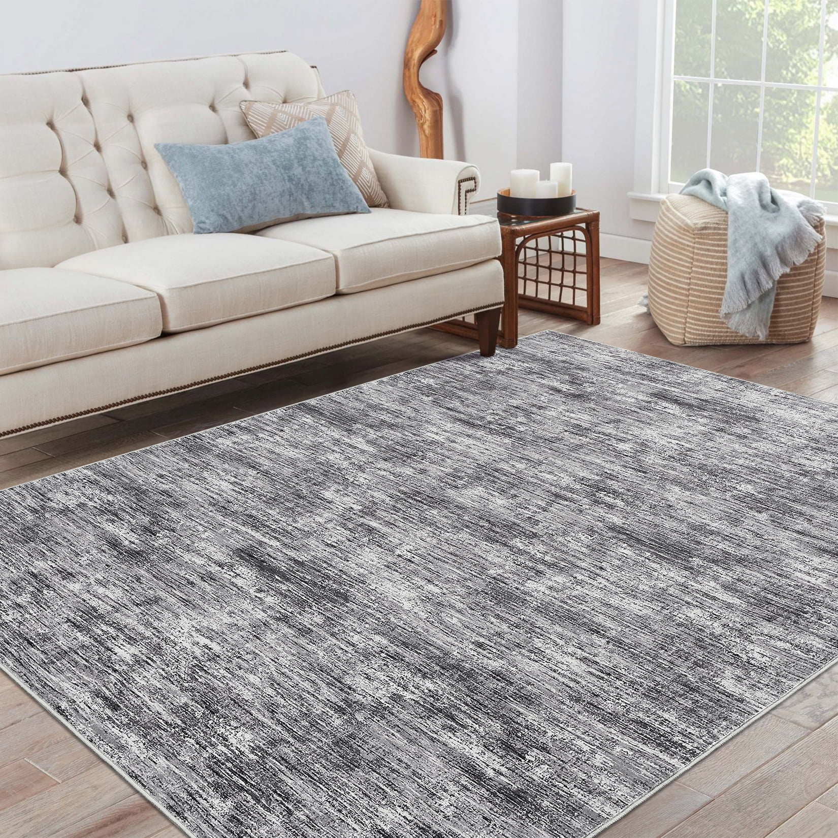 Haperlare Washable Modern Area Rugs Non Slip Low Pile Indoor Floor Rugs ...