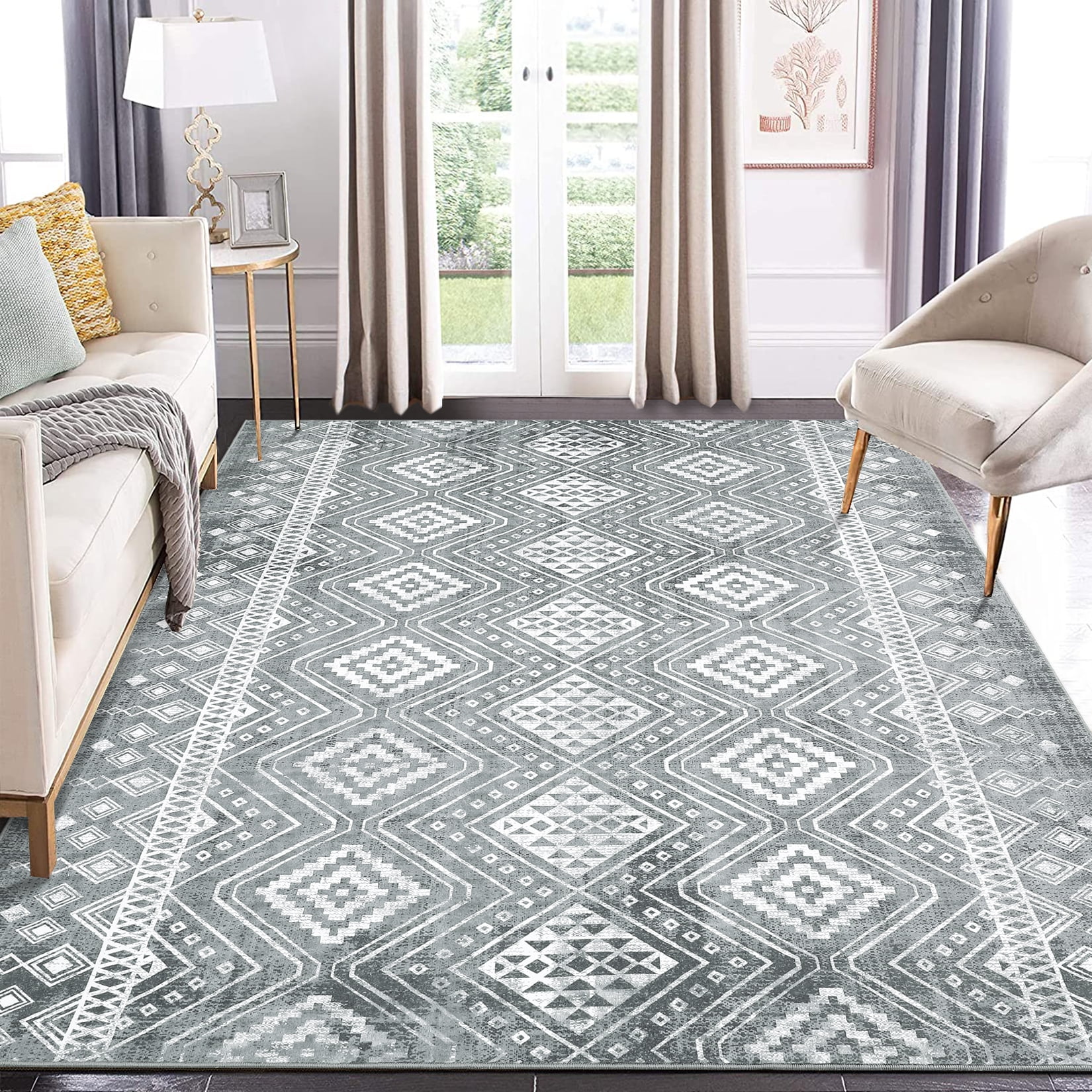 Haperlare Washable Rugs Rug for Living Room Boho Throw Rugs with Rubber ...