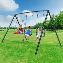 Swing-N-Slide Ranger Wooden Swing Set with 2 Swing Seats and Trapeze ...