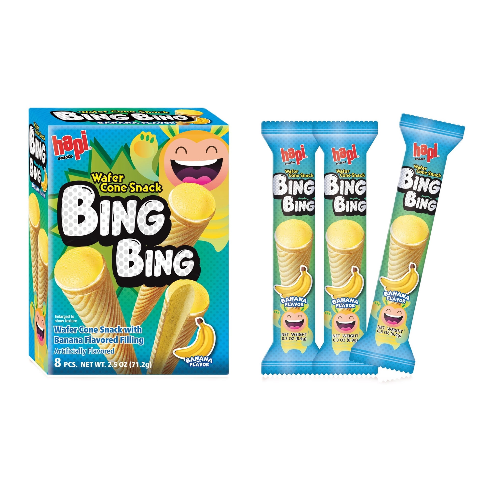 Hapi Bing Bing Cone Snack-Banana 2.5oz/ 71.2g(8pcs) - Walmart.com