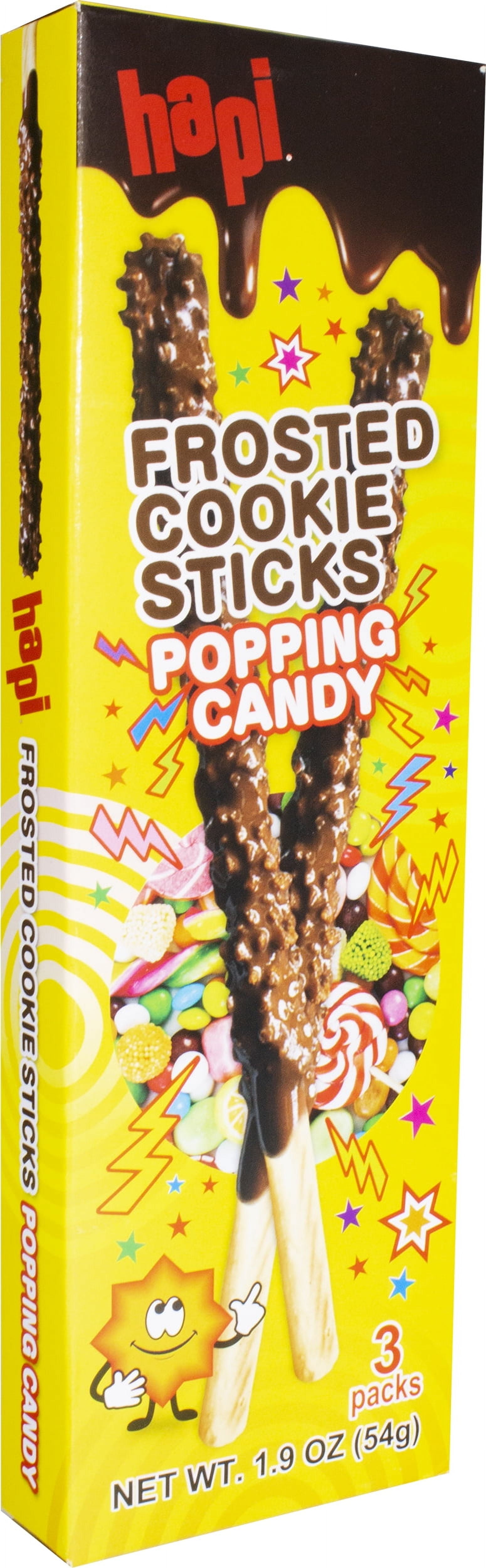 Hapi Chocolate Covered Popping Candy Cookie Stick 1.9 oz Crackly Snack with Popping Sensation ...