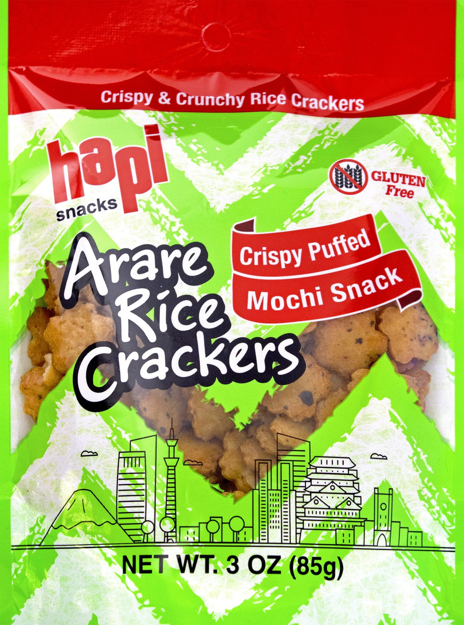 Hapi Crispy Puff Mochi XEF1 Arare Rice Crackers, 3 oz (Pack of 12 ...