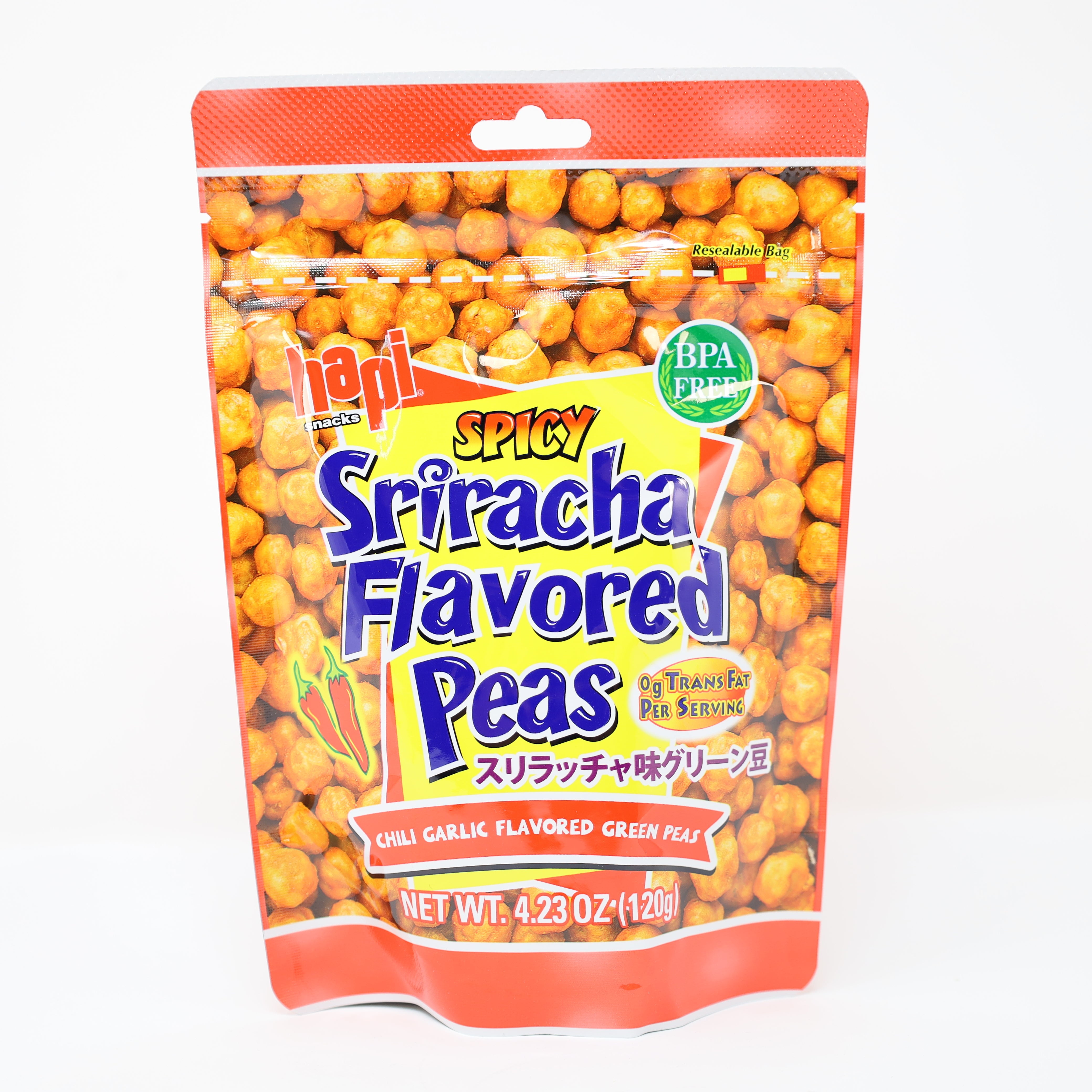 Hapi Snack Spicy Sriracha Flavored Peas 4.23oz/120g - Walmart.com