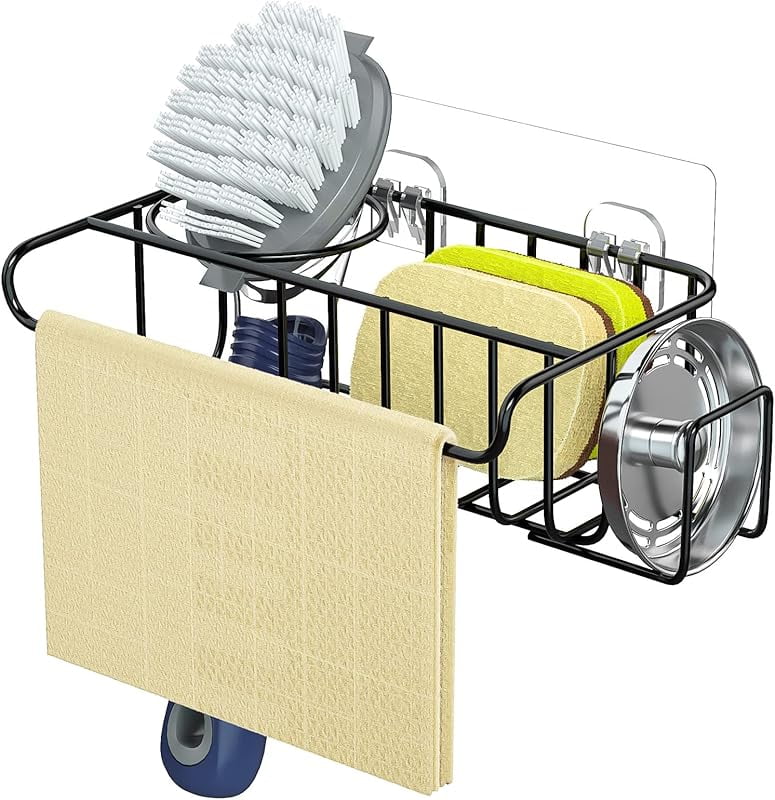 HapiRm 4 in 1 Adhesive Sponge Holder Sink Caddy, SUS304 Stainless Steel ...