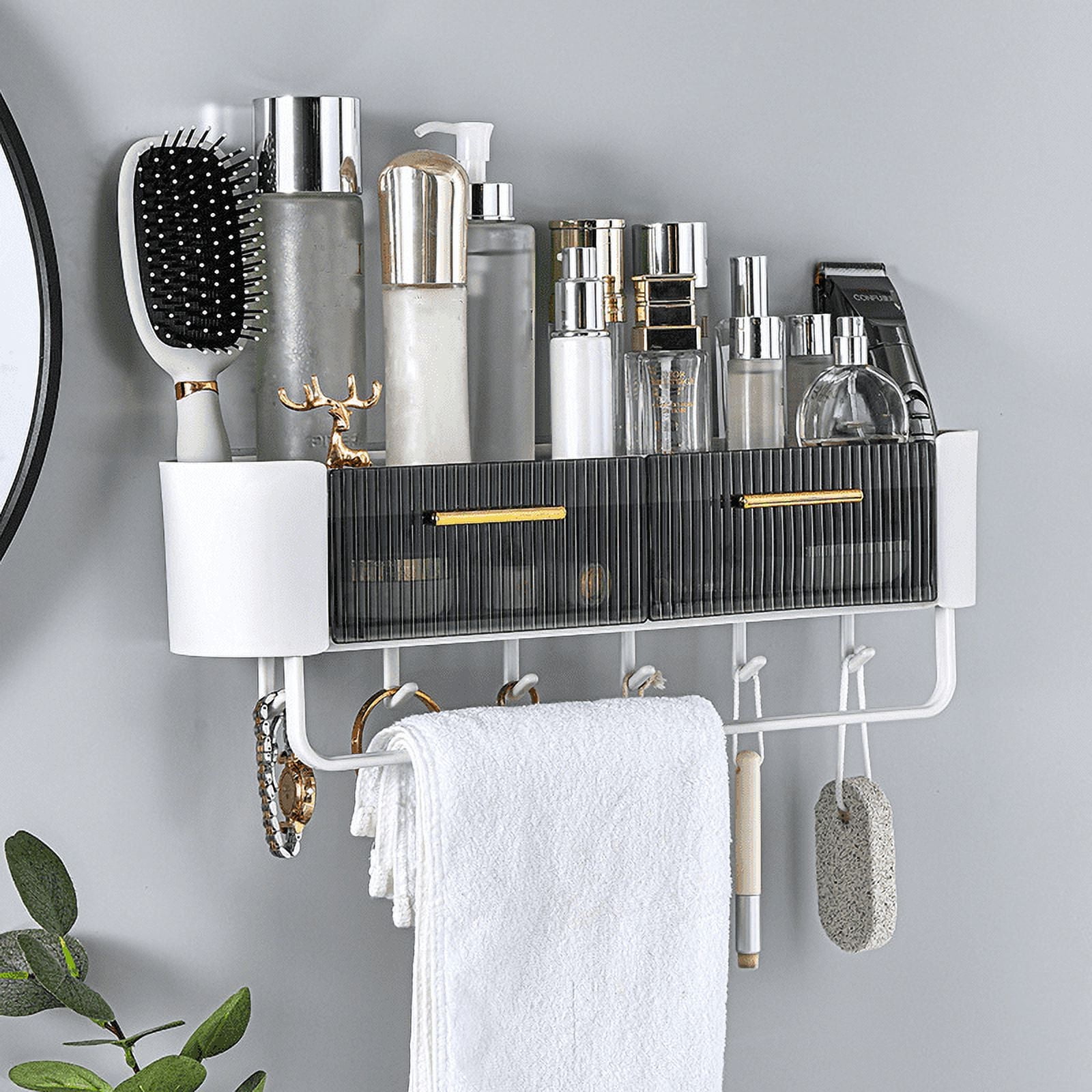 LEFEE No-Punch Bathroom Shelf - Gray, Organize your wash space with ...