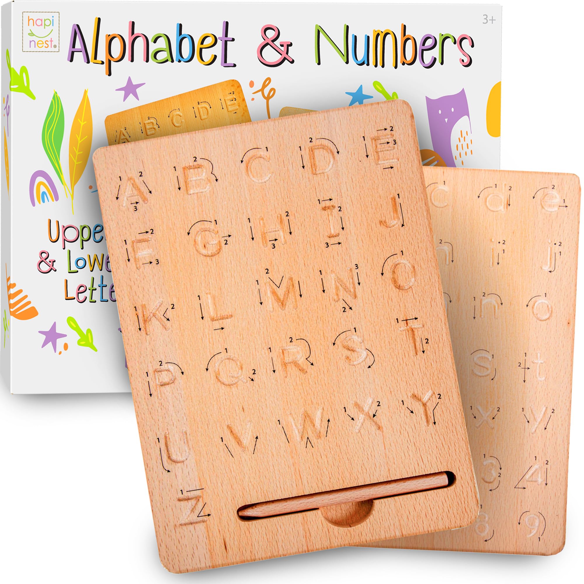 Hapinest Wooden Alphabet and Number Handwriting Tracing Board for Kids ...