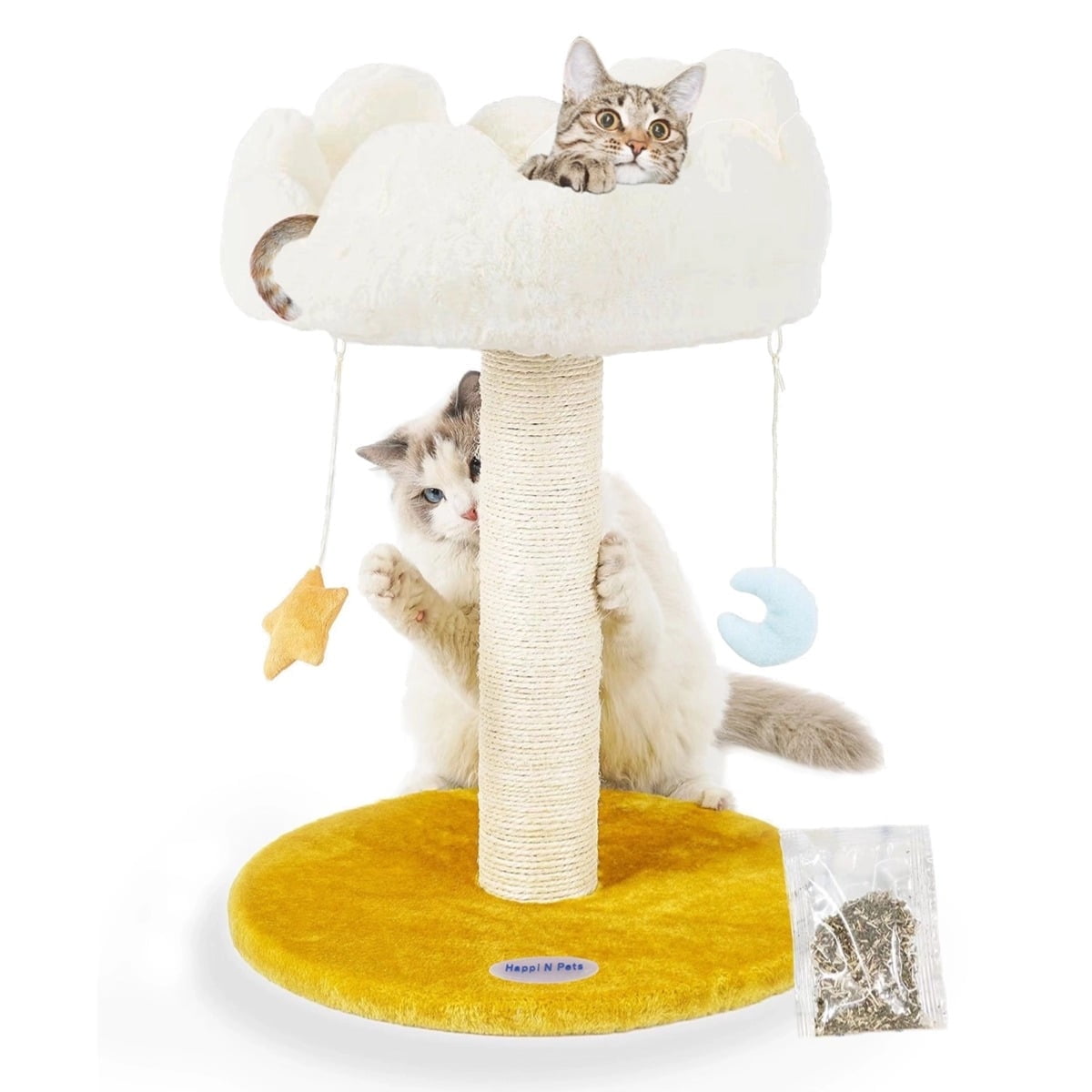 Happi N Pets 2-Level Cat Tree with Cloud Scratching Post, Bed, Sisal ...
