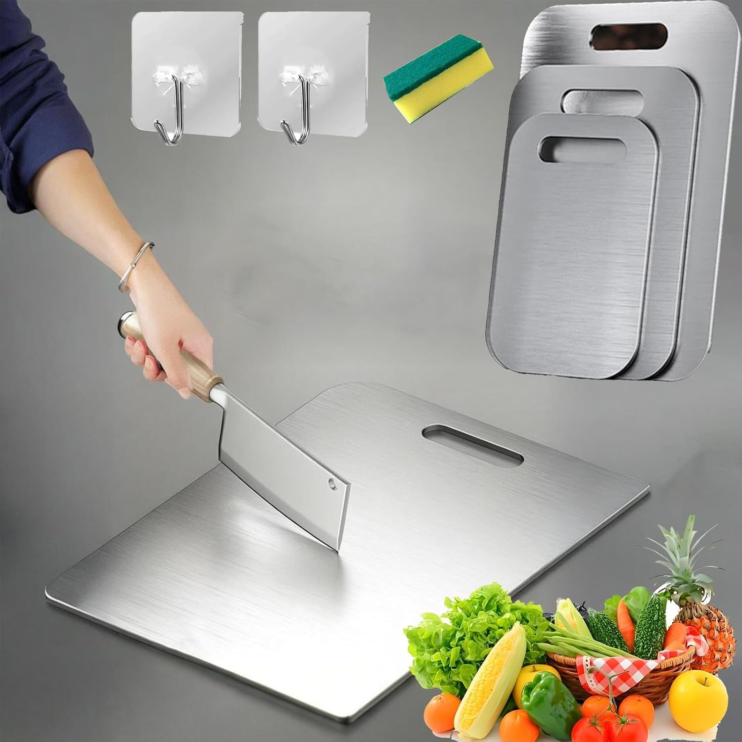 Happicartus Cutting Board, Double-Sided Pure Cut Titanium Cutting Board ...