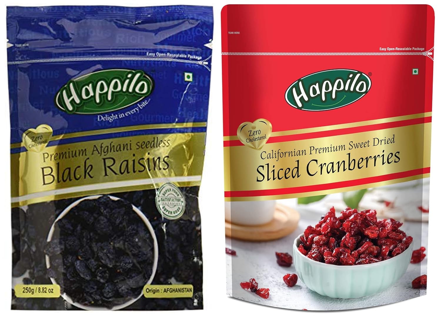 Happilo Premium Afghani Fresh Seedless Black Raisins (250gm*2) 17.6 ...