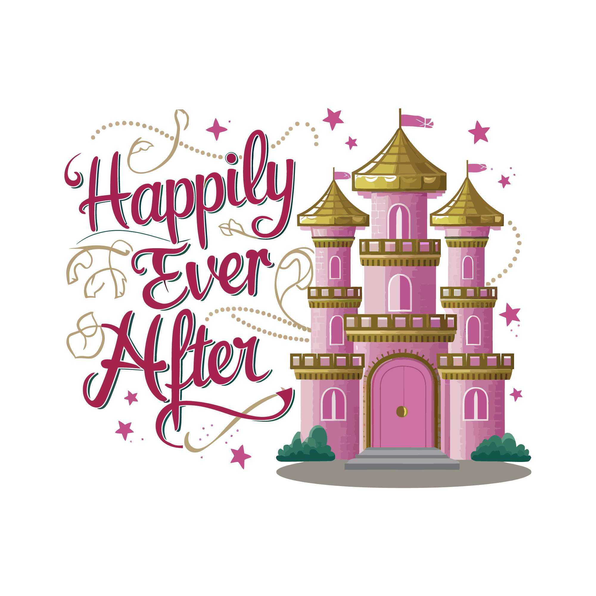 Happily Ever After Castle Princess Crown Magical Sparkle Fairytale Wall ...