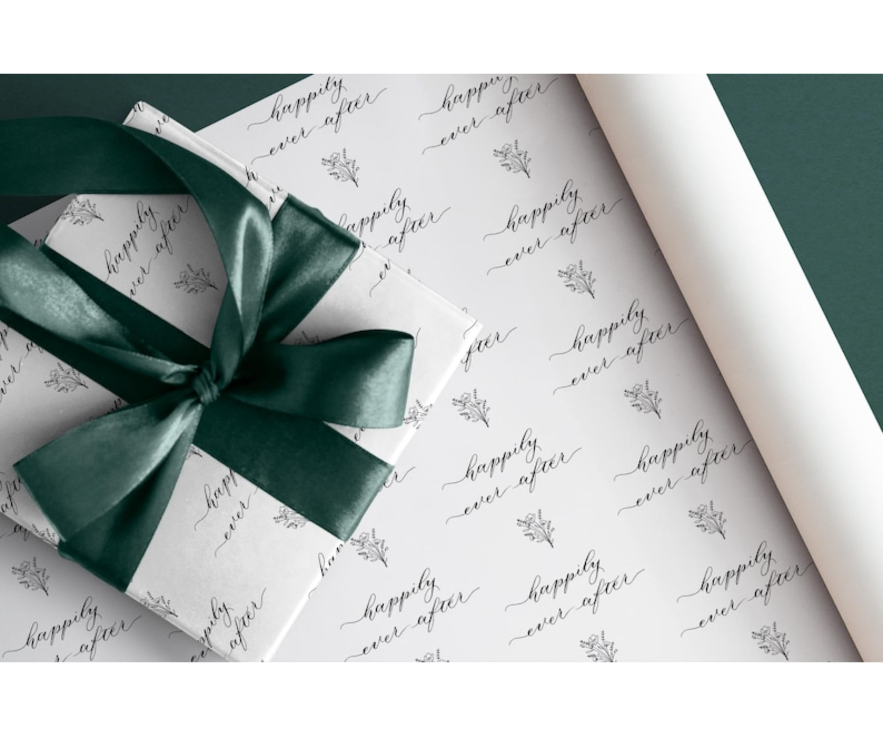 Happily Ever After Wrapping Paper 23x58in Modern Calligraphy Gift Wrap ...