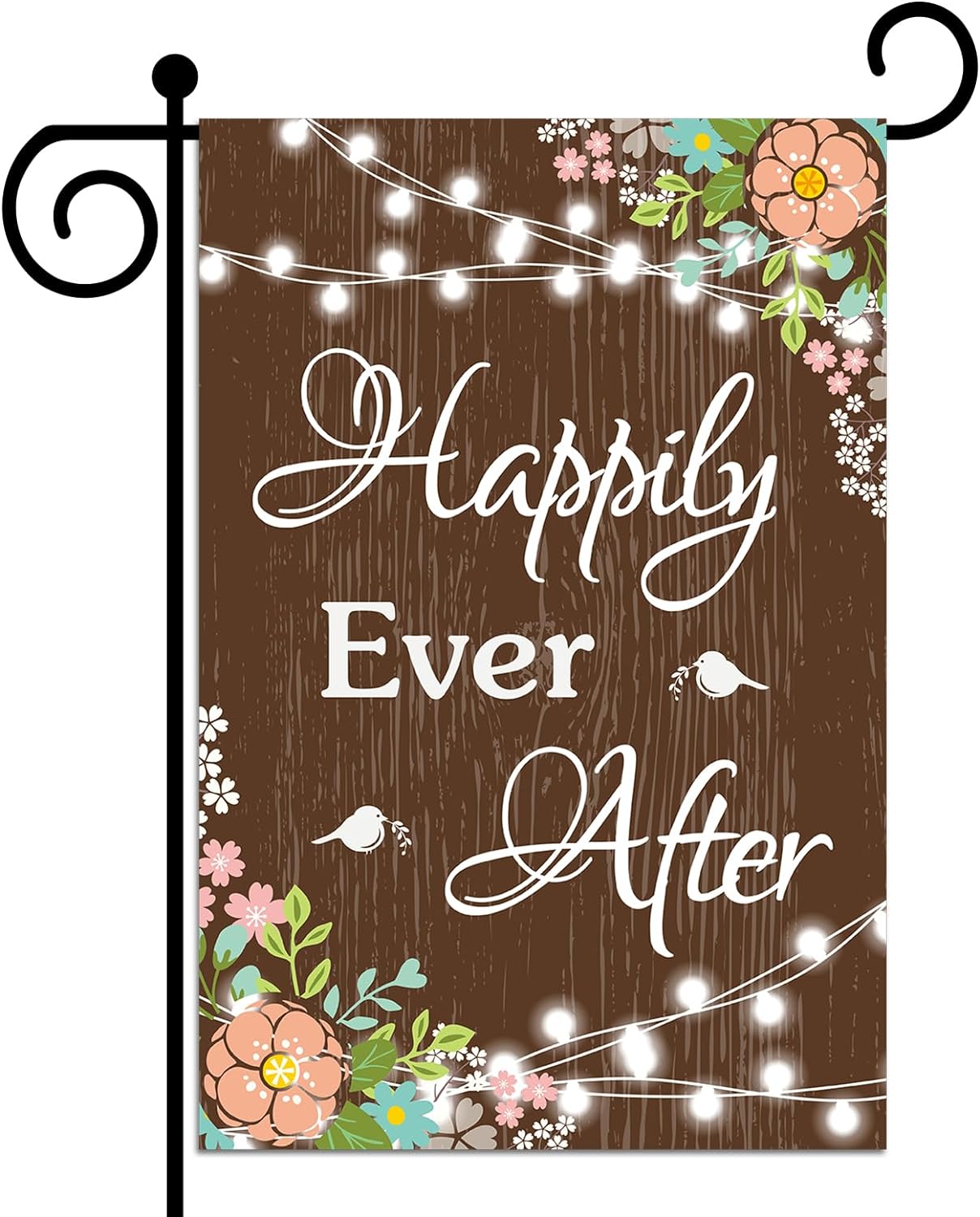Happily Ever After Garden Flag Double Sided Flowers Wedding Yard Flag ...