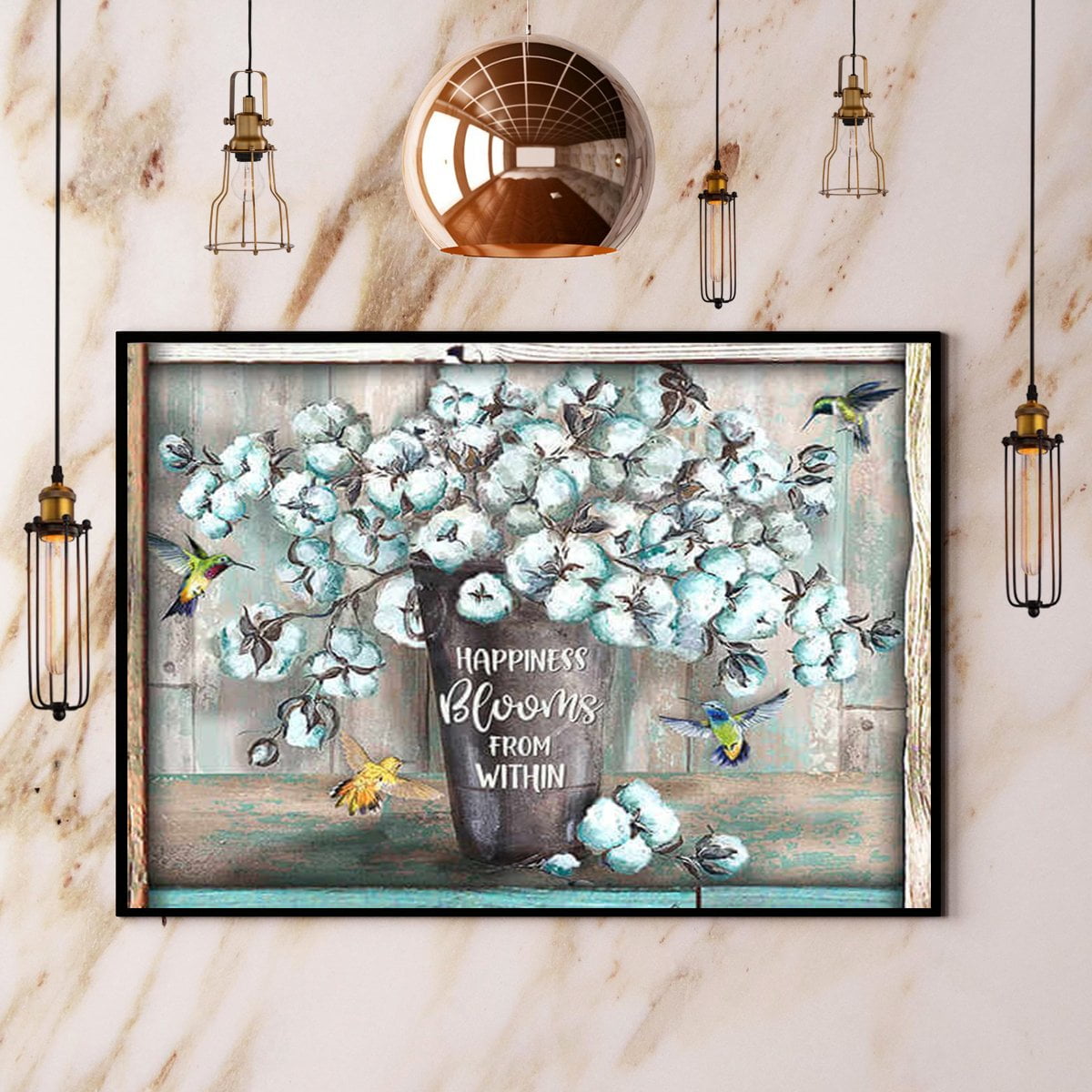 Happiness Blooms From Within Hummingbird Paper Poster No Frame Matte ...
