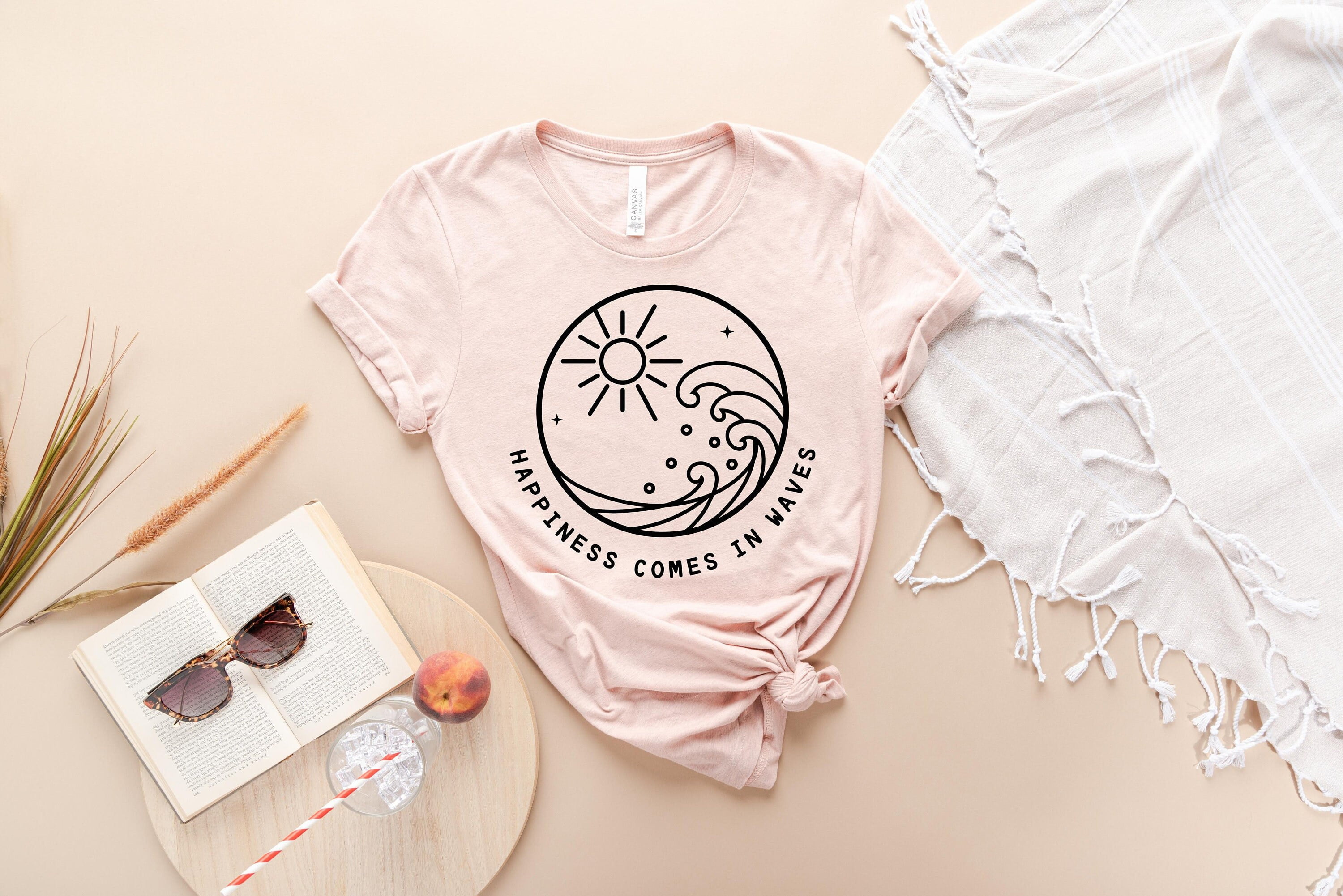 Happiness Comes in Waves Shirt Ocean T-Shirt Summer Vacation Tee Summer ...