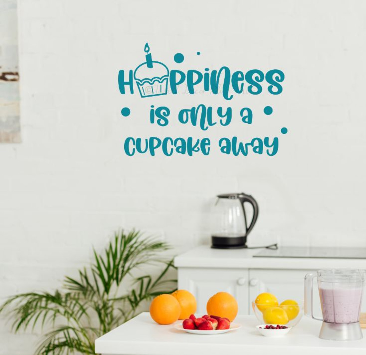 Happiness Is Only Cupcake Away Quotes Wall Decor for Cafe Dining Room ...