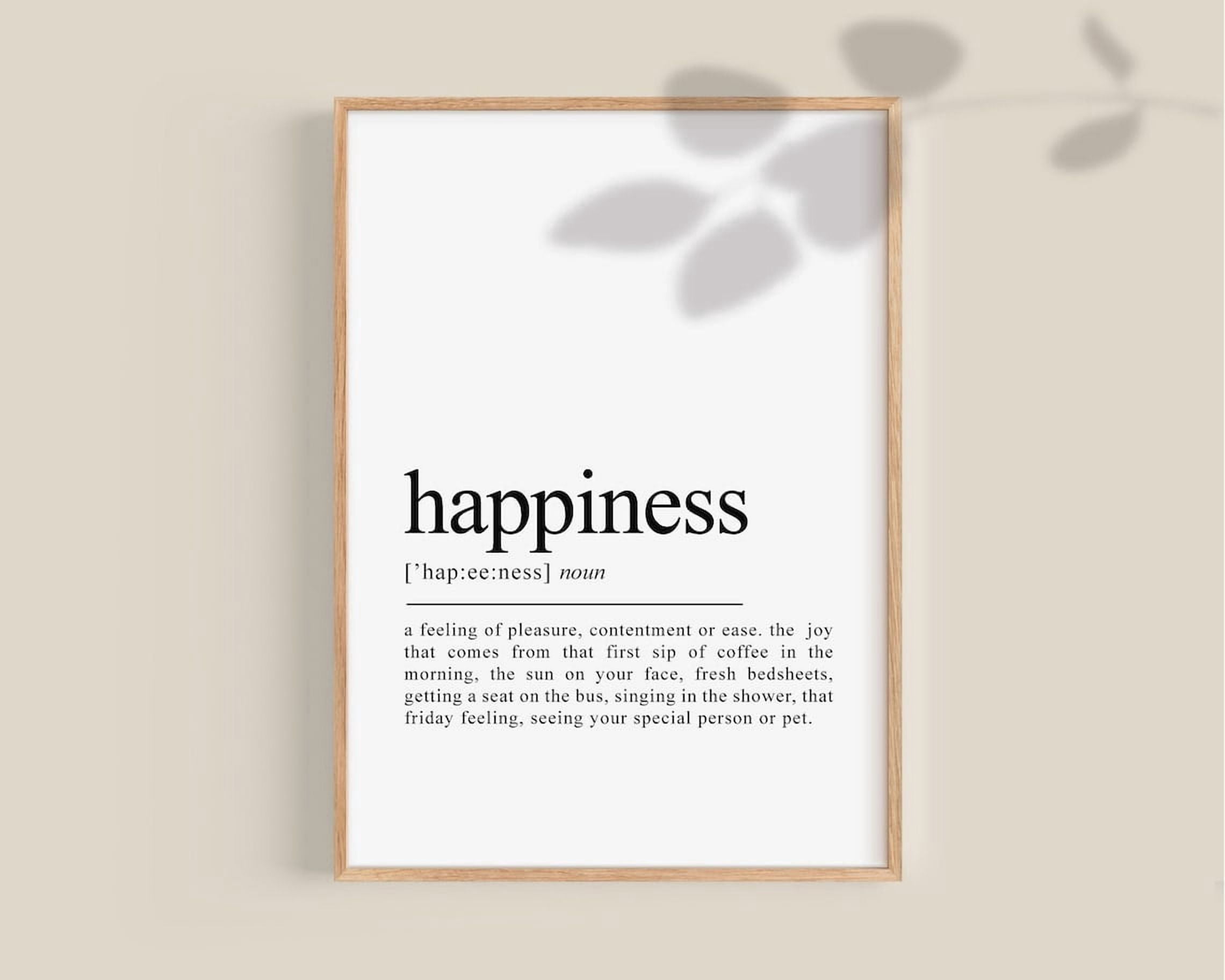 Happiness Definition Poster Inspirational Dictionary Wall Art Poster ...