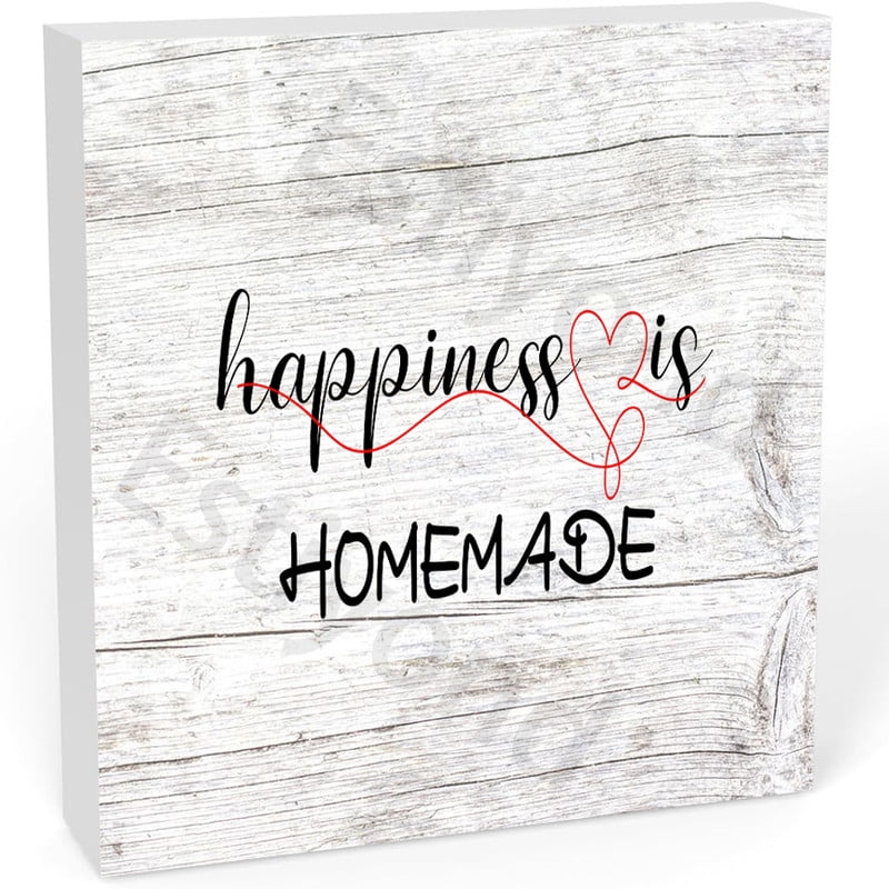 Happiness Is Homemade 2 Inspirational Wooden Box Sign Office Desk Decor ...