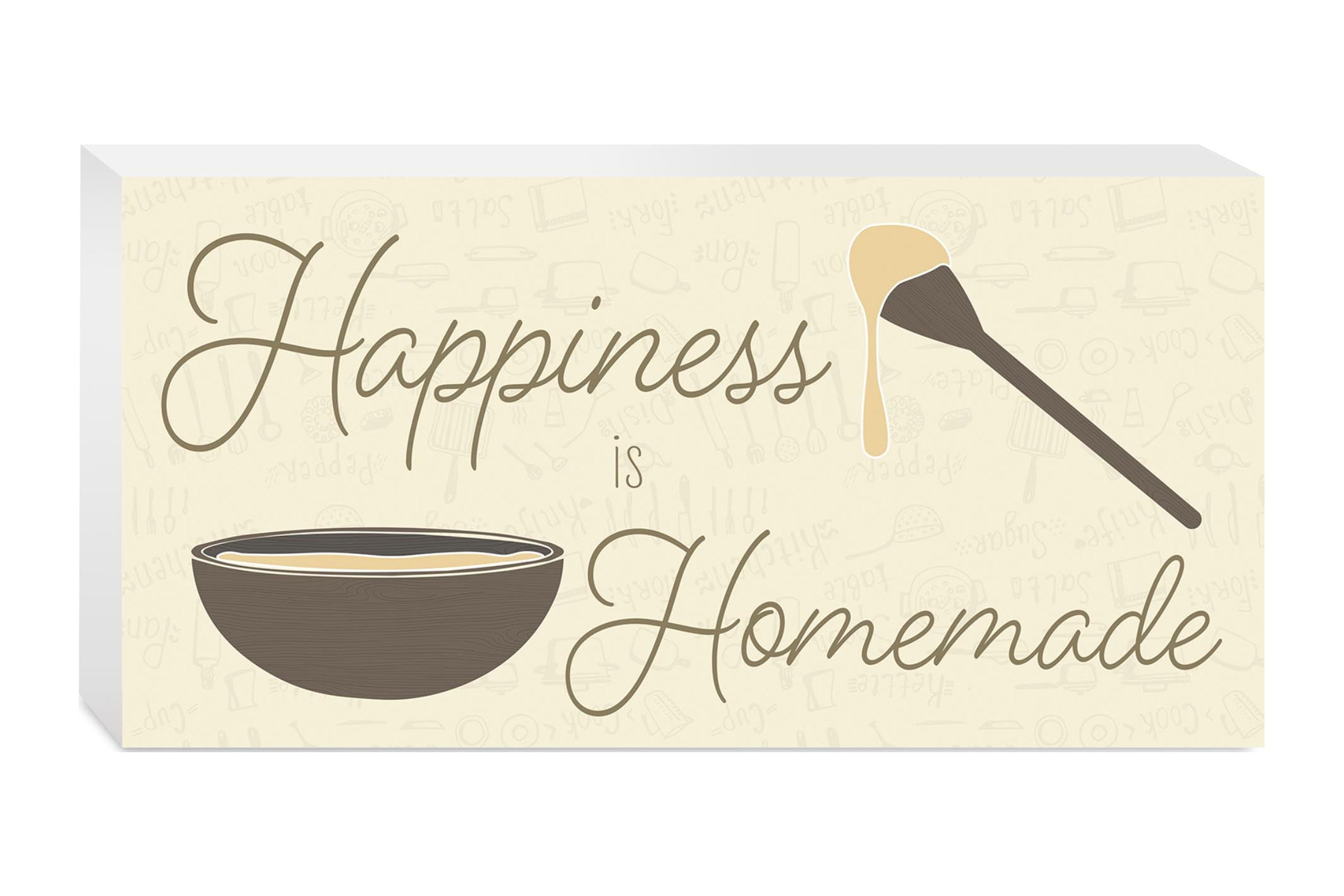 Happiness Homemade Cream Batter Bowl Sage 10 x 5 Wood Tabletop Sign ...