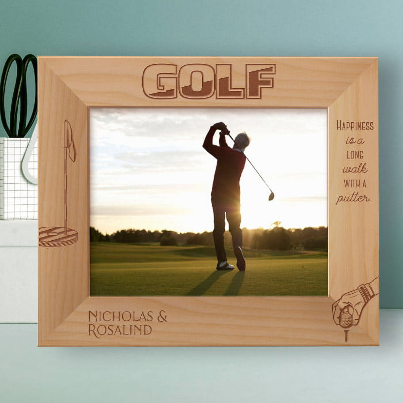 Happiness Is A long Walk With A Putter Personalized Wooden Frame-10" x ...