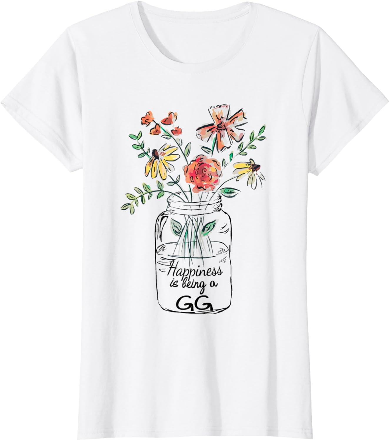 Happiness Is Being GG Life - Flower Art-Grandma Tee T-Shirt - Walmart.com