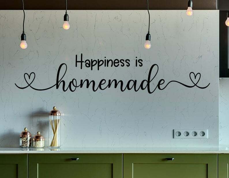 Happiness Is Home Made Heart Vinyl Wall Decal Kitchen Decor Words ...