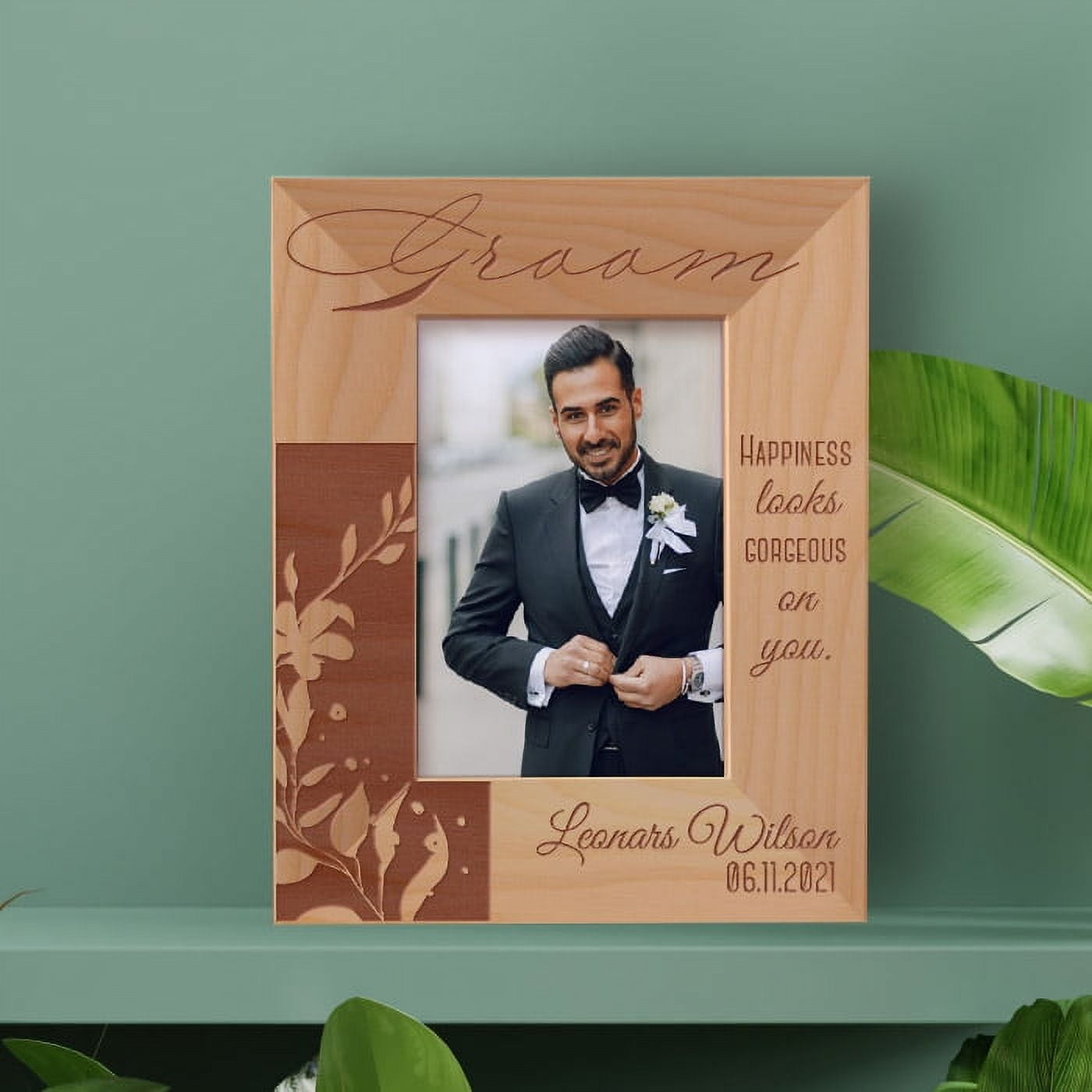 Happiness Looks Gorgeous On You Personalized Wooden Frame 3 1/2" x 5 ...